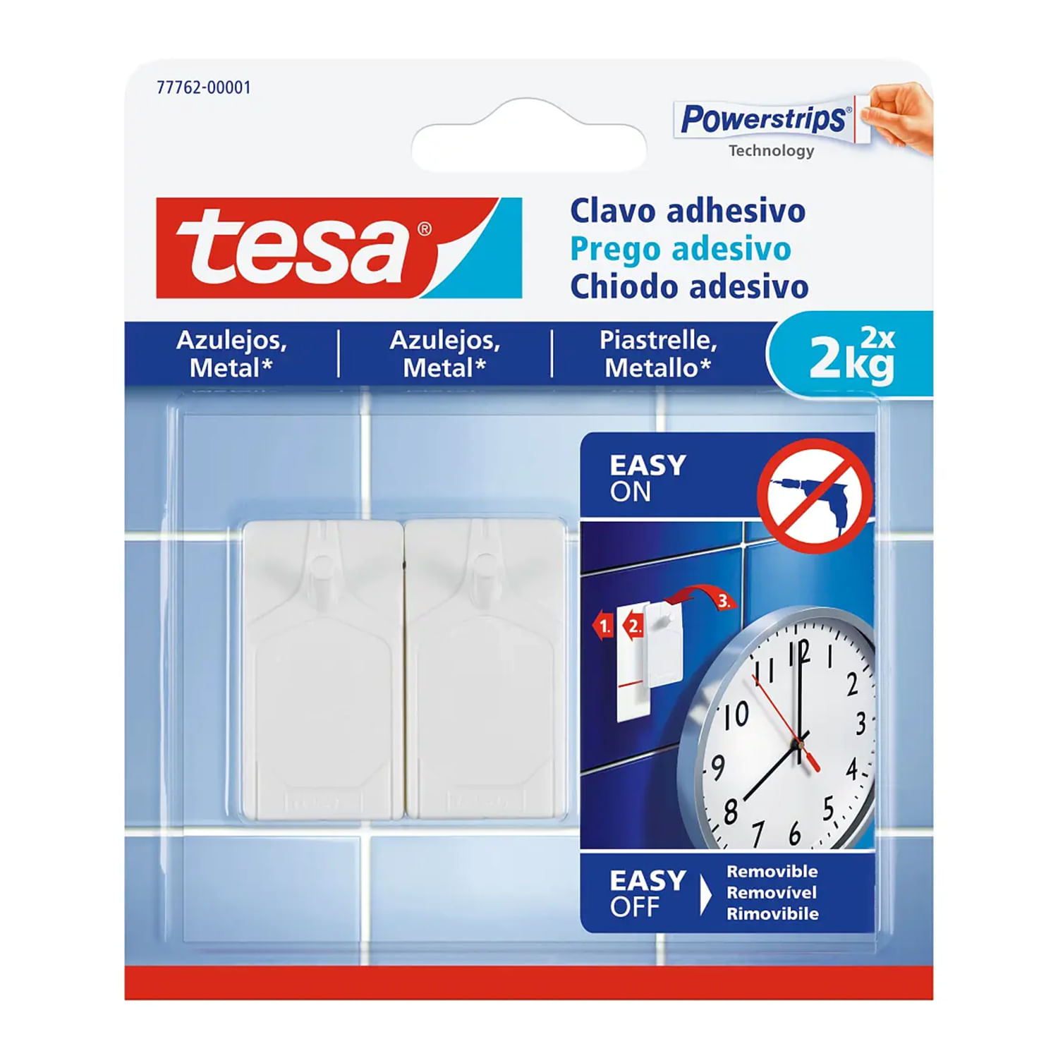 Clavo adhesivo para BALDOSA color blanco; 4,5 cm x 2,5 cm. - TESA