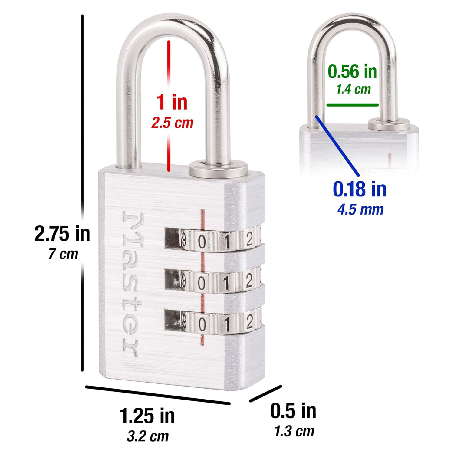 Candado combinado fabricado en acero de 30 mm con gancho reforzado. - MASTER LOCK - Kywi
