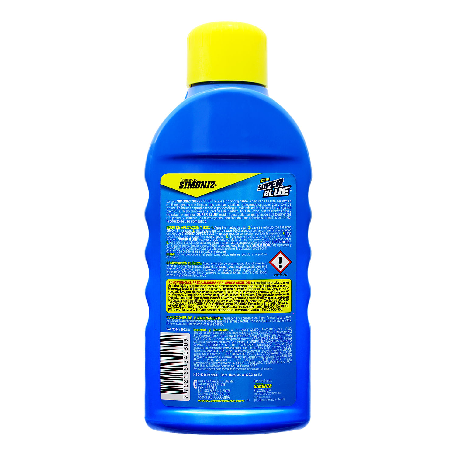 Cera para auto SUPER BLUE revive el color original; 600ml. - SIMONIZ - Kywi