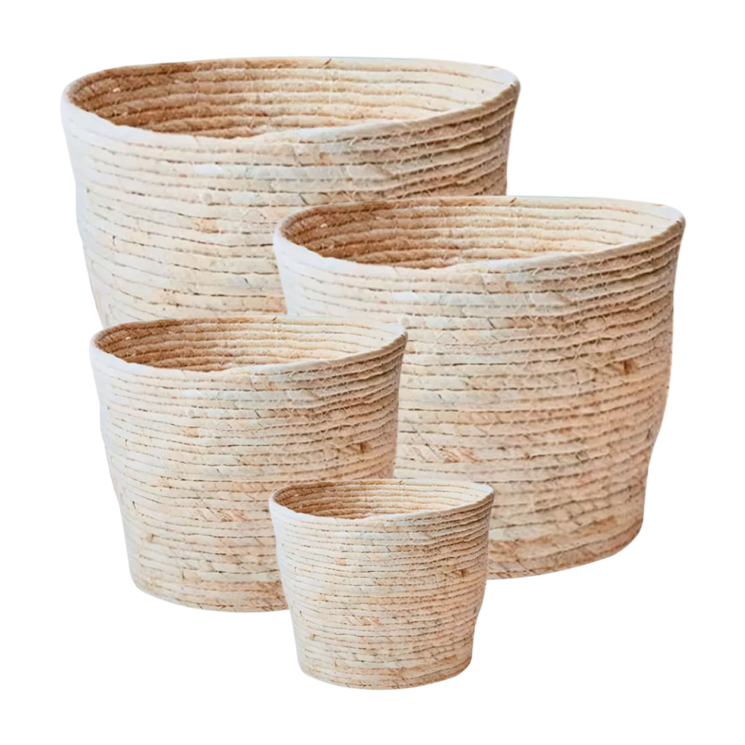 Set de macetas elaboradas en yute color café minimalista con plastico ...