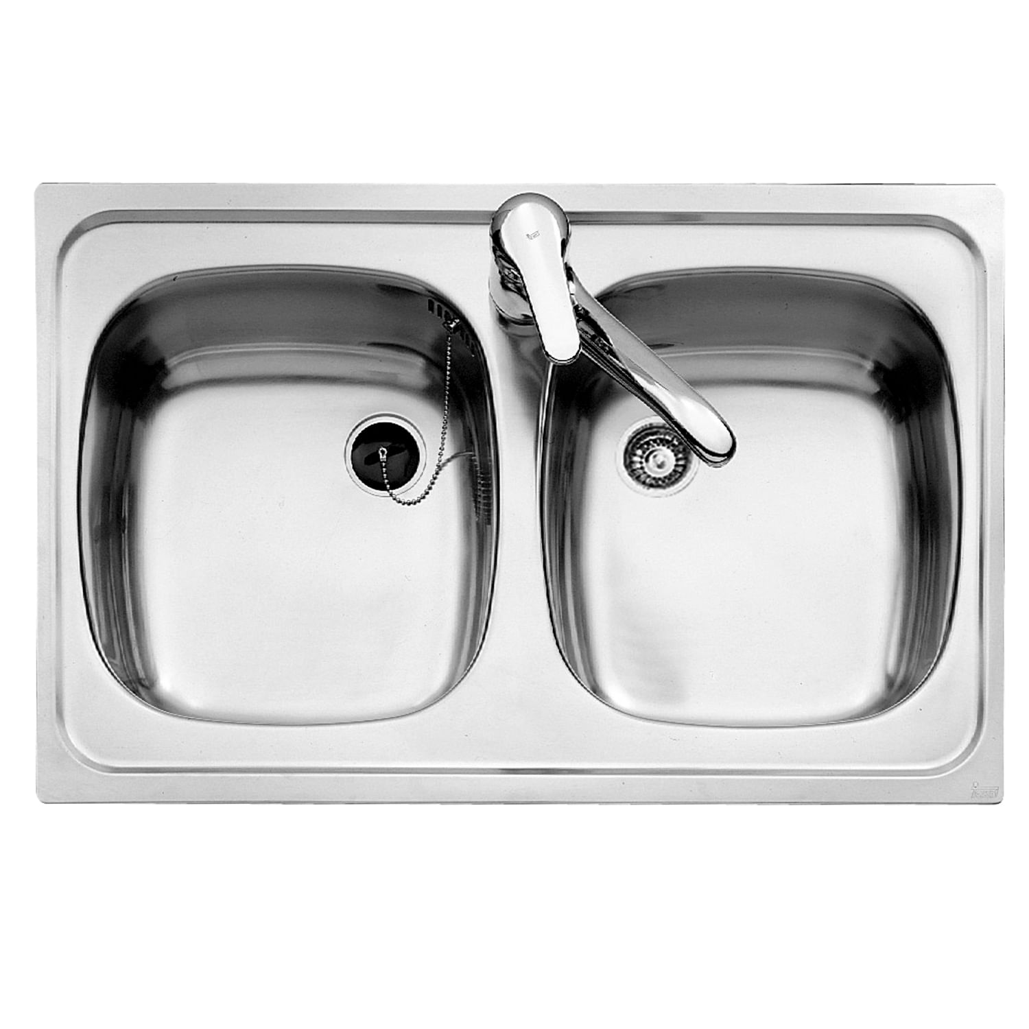 Fregadero encastrado de acero inoxidable con 2 cubetas 80 x 44 cm E/800 ...