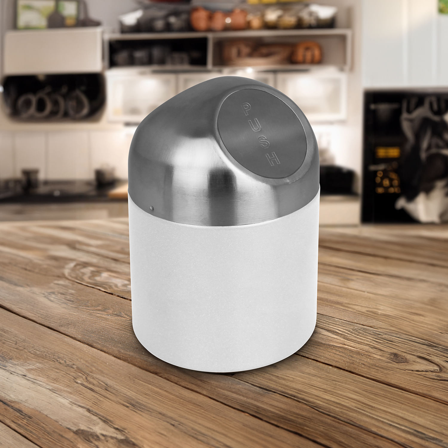 Basurero para mesa de acero inoxidable color blanco; 11,5 cm de ...