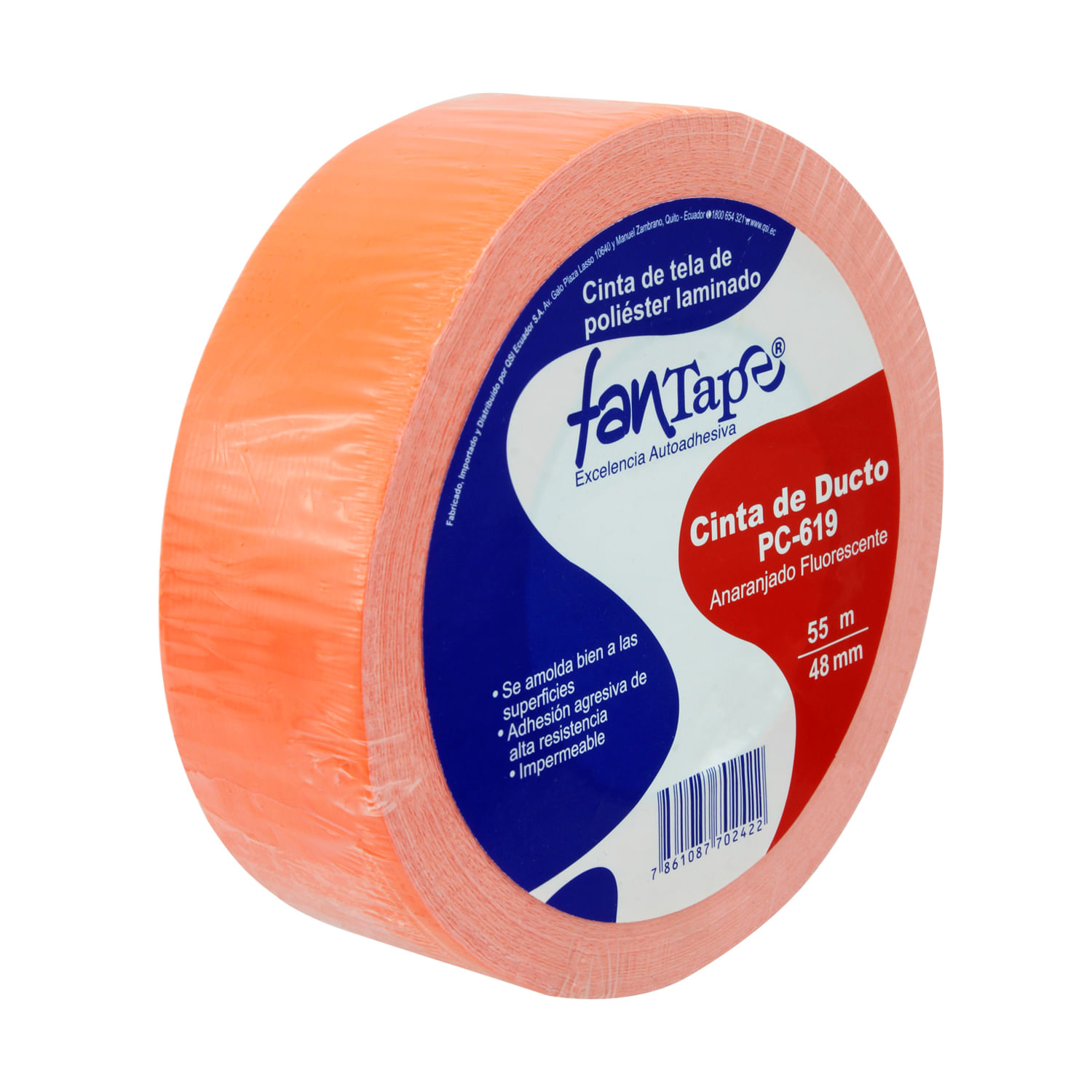 Cinta de ducto naranja fluorescente de 4,8 cm x 55 m super fuerte ...