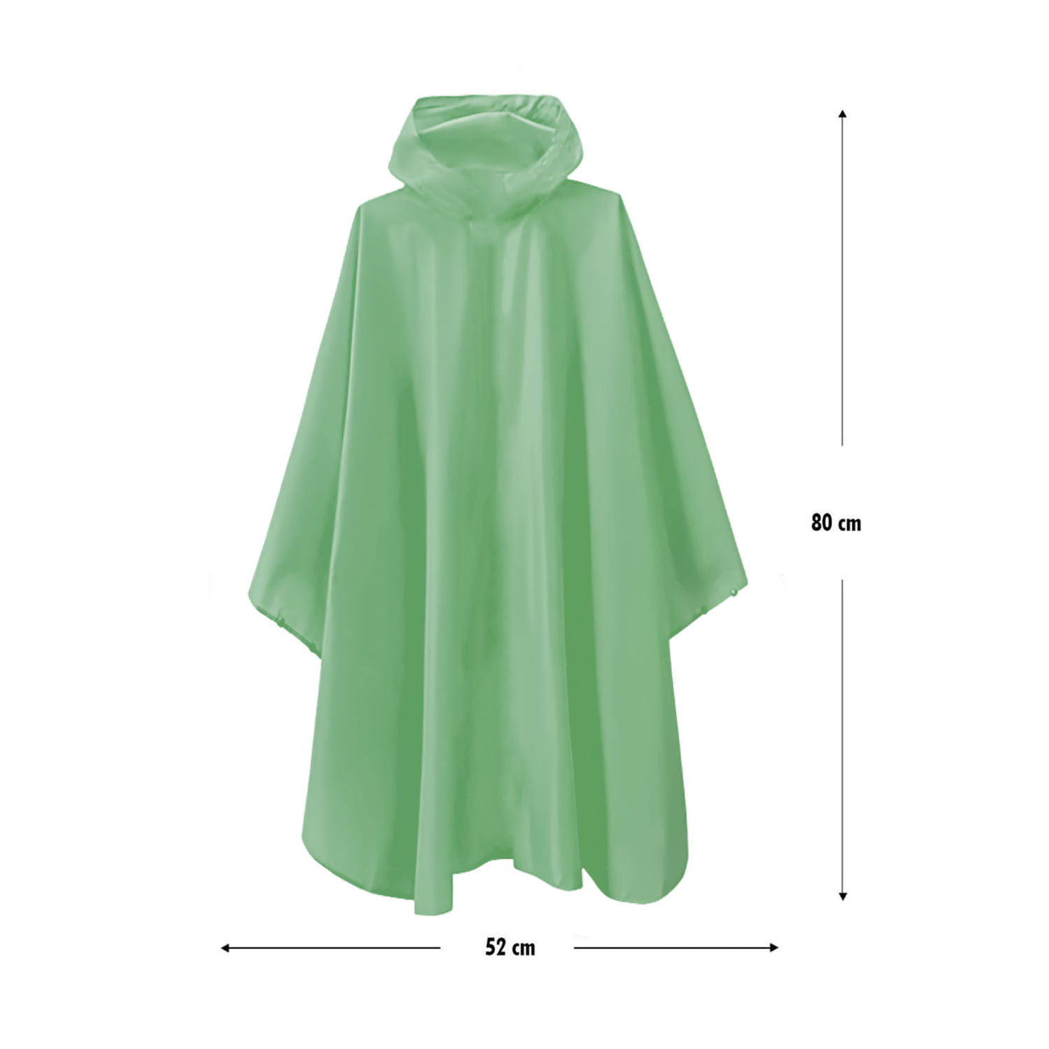 Poncho impermeable VERDE de 52 x 80 cm de talla única con capucha.