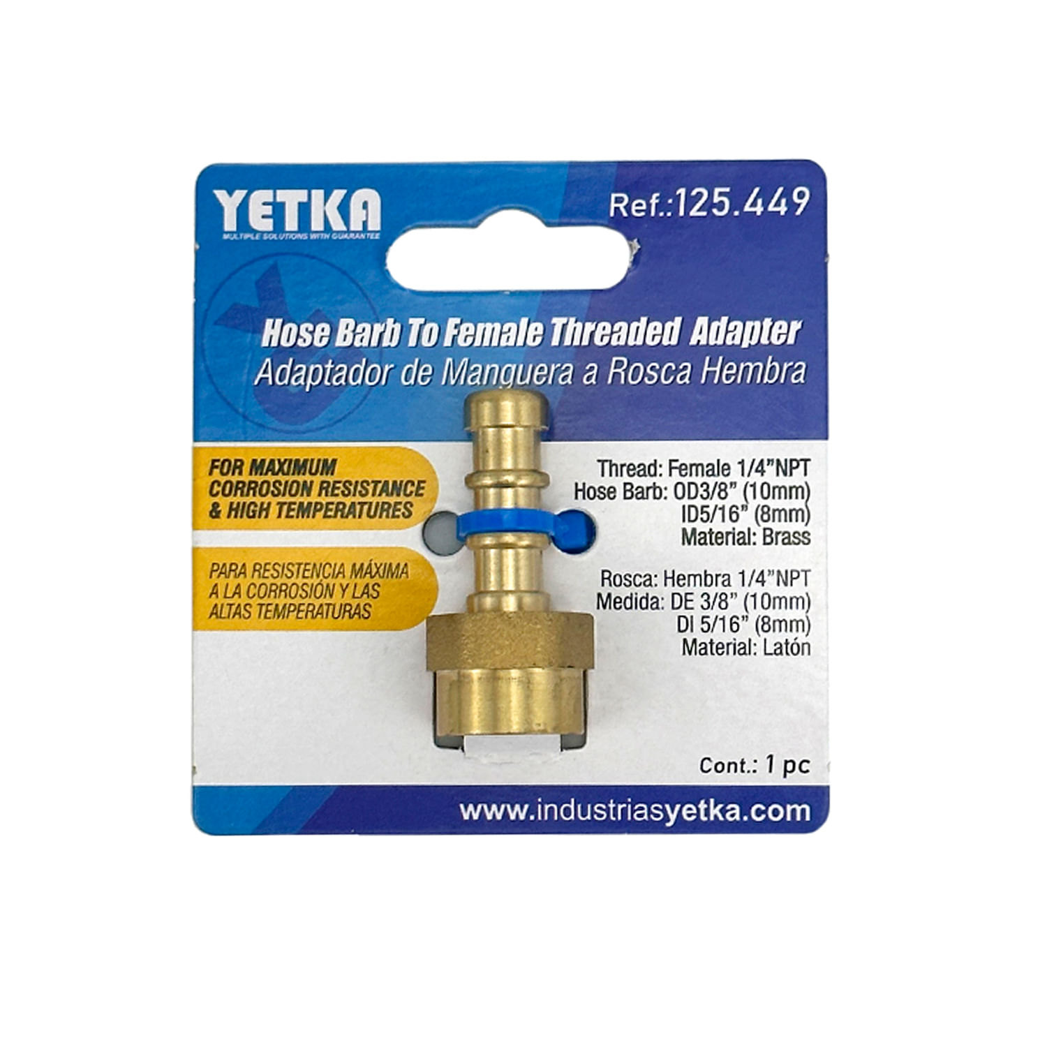 Adaptador para manguera de 10mm DE /8mm DI a rosca hembra 1/4" NTP ...