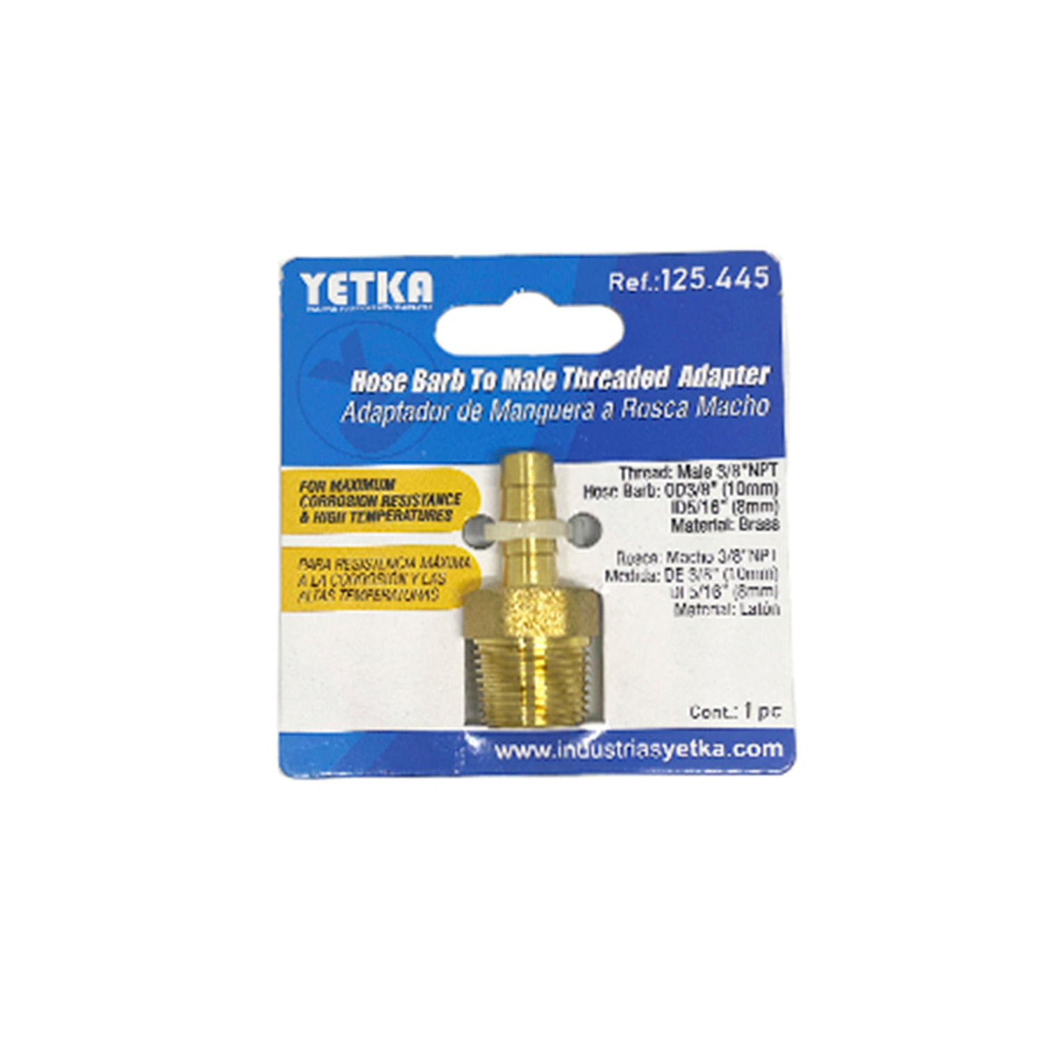 Adaptador para manguera de 10mm DE /8mm DI a rosca macho 3/8" NTP ...