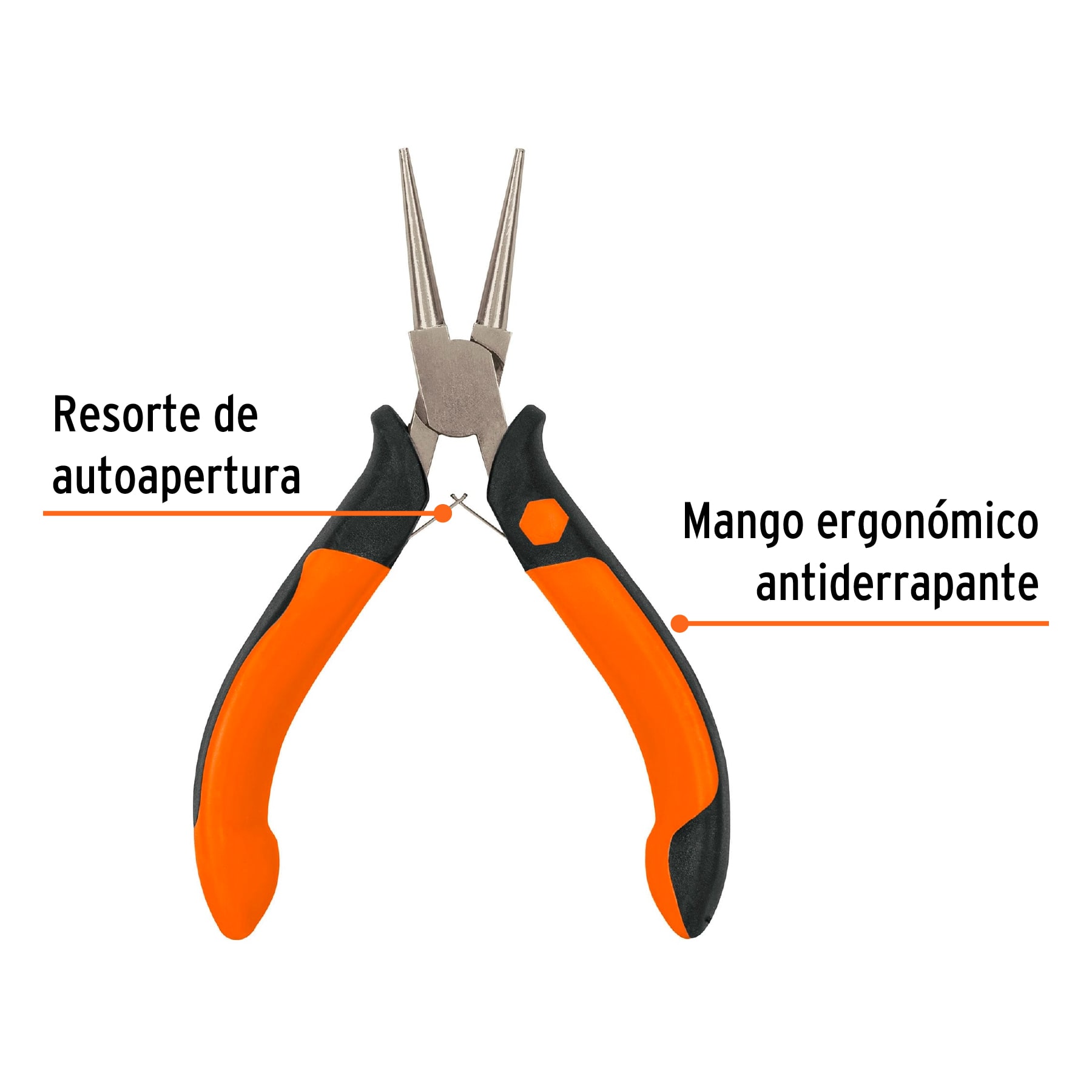 Pinza de puntas redondas. Largo: 5" (13 cm). Acero al cromo vanadio ...