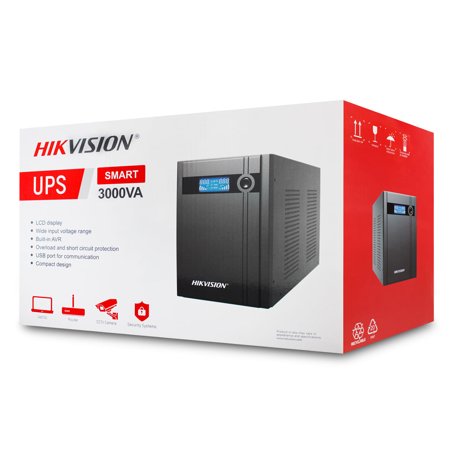 UPS SMART de 3000VA / 1800W - 120V con 6 tomas + USB y pantalla LCD ...