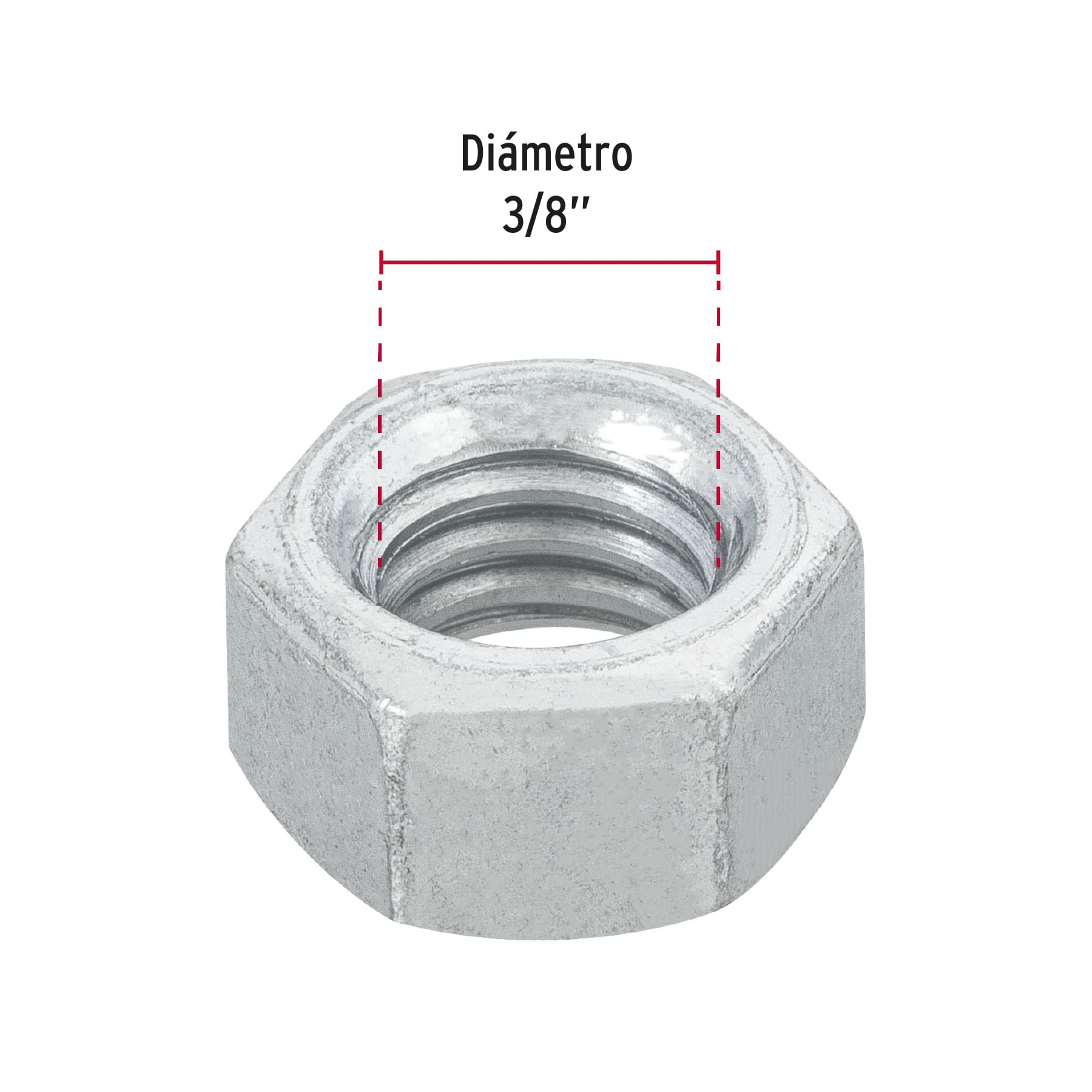 Blister con 12 tuercas hexagonales de 3/8" de acero galvanizado ...