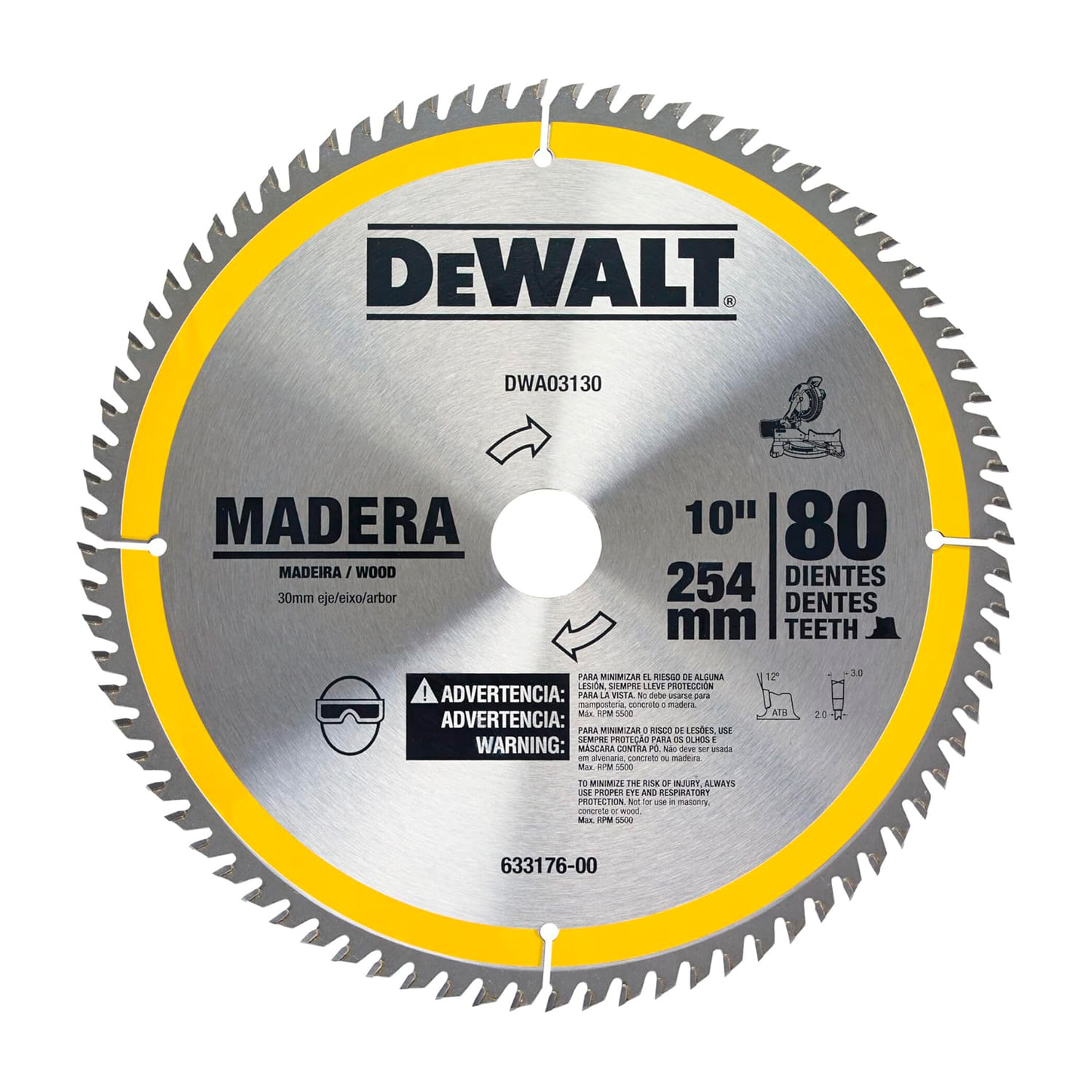 Disco Sierra Corte Madera 10" 80D Dewalt - DEWALT - Kywi