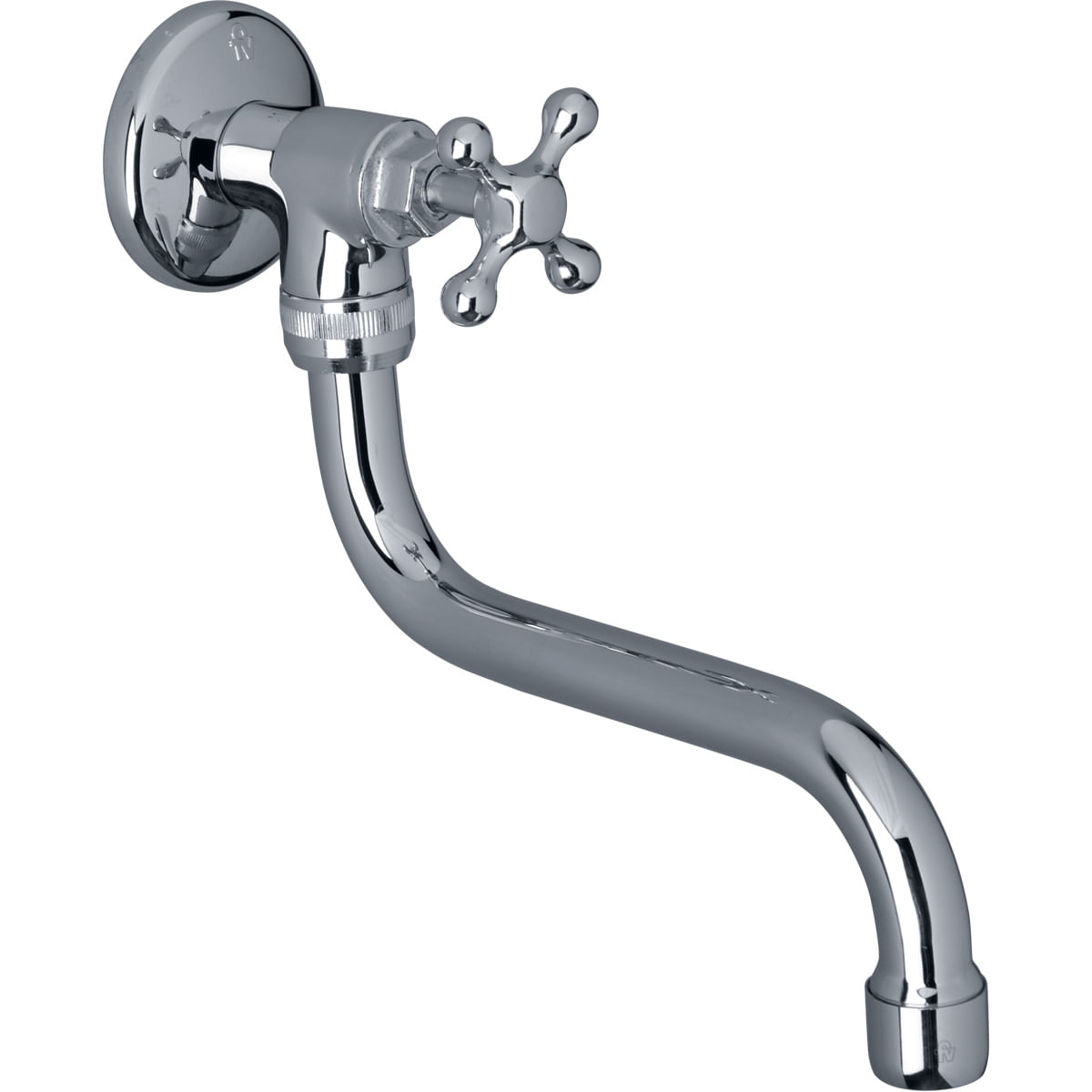 Llave de Pared con Pico Bajo para Cocina Línea Cruz Fija - FV - Kywi