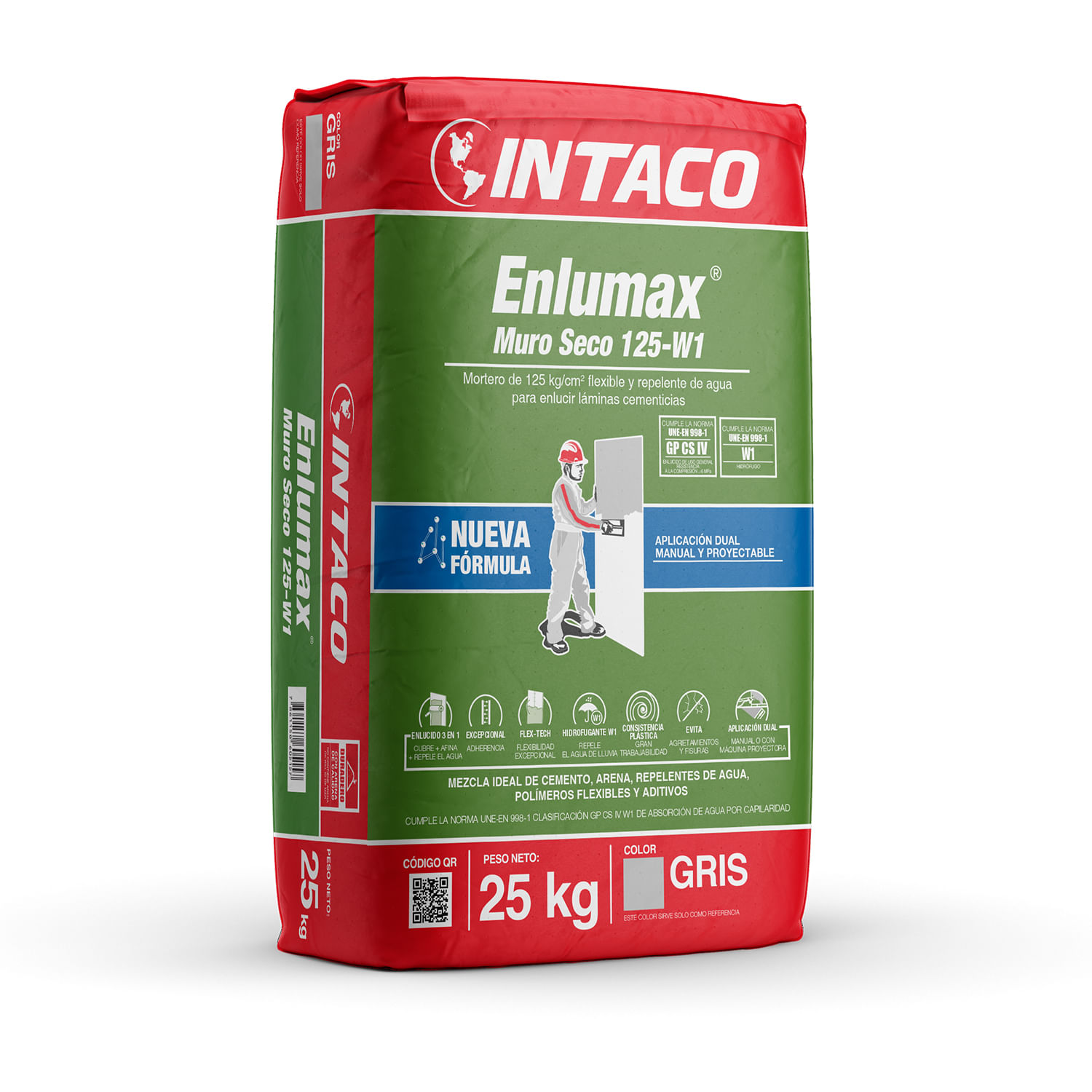 Mortero flexible ENLUMAX muro seco 125-W1 de 25 kg. - INTACO - Kywi