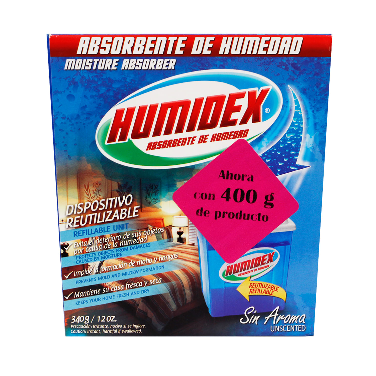 Eliminador de humedad tipo vaso de 340 gr sin aroma. - HUMIDEX - Kywi