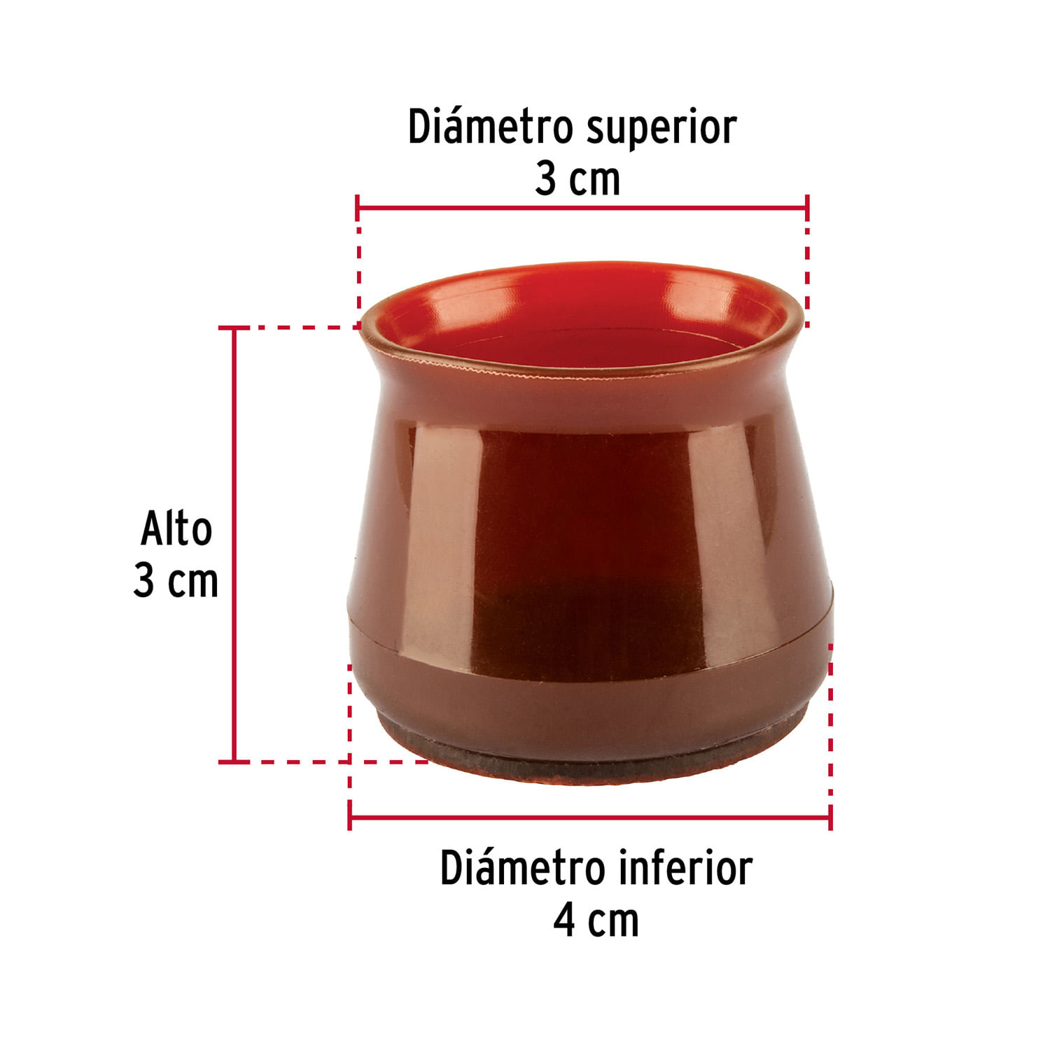 Regatones de caucho, 4 x 3 x 3, café, pack de 24 unidades - HERMEX - Kywi