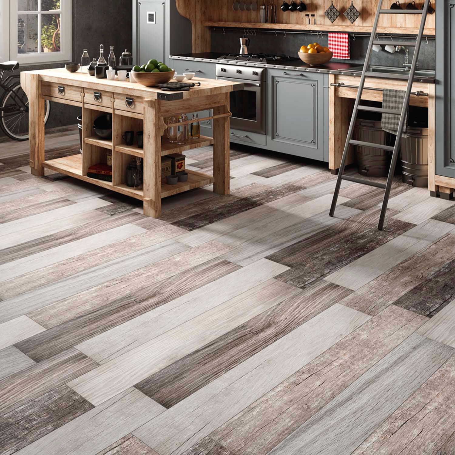 Porcelanato Montana Multicolor tipo madera mate con relieve rectificado ...