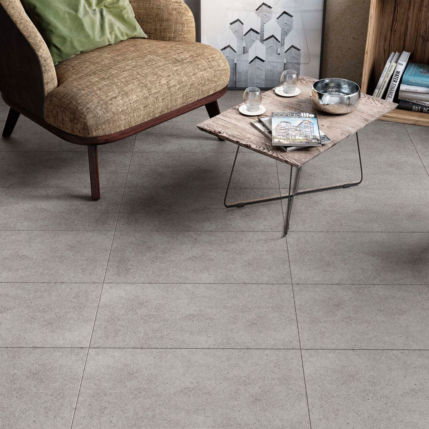 Porcelanato Granity tipo piedra gris con relieve rectificado 29X59 ...