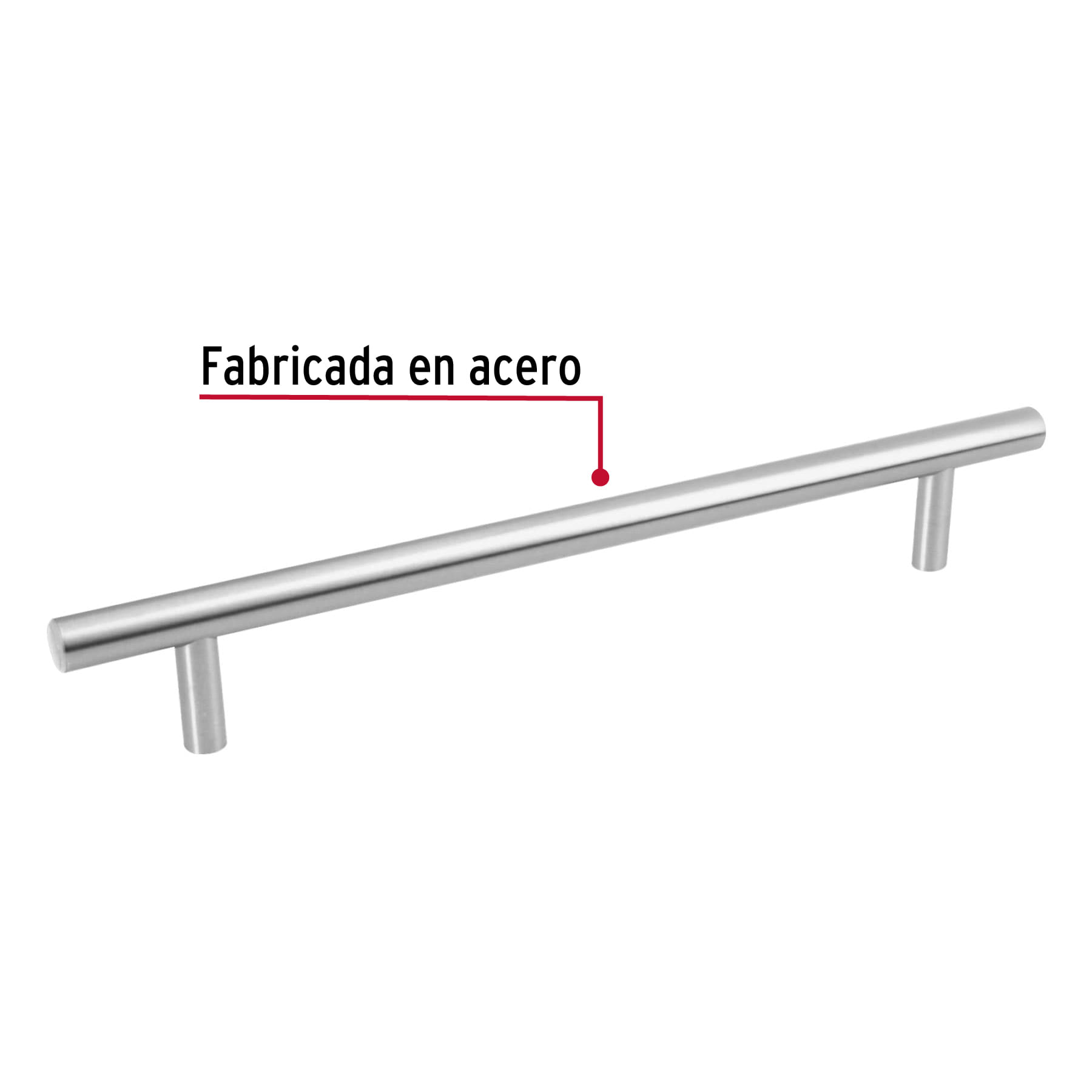 Tiradera cilíndrica de 192mm en níquel satinado - HERMEX - Kywi