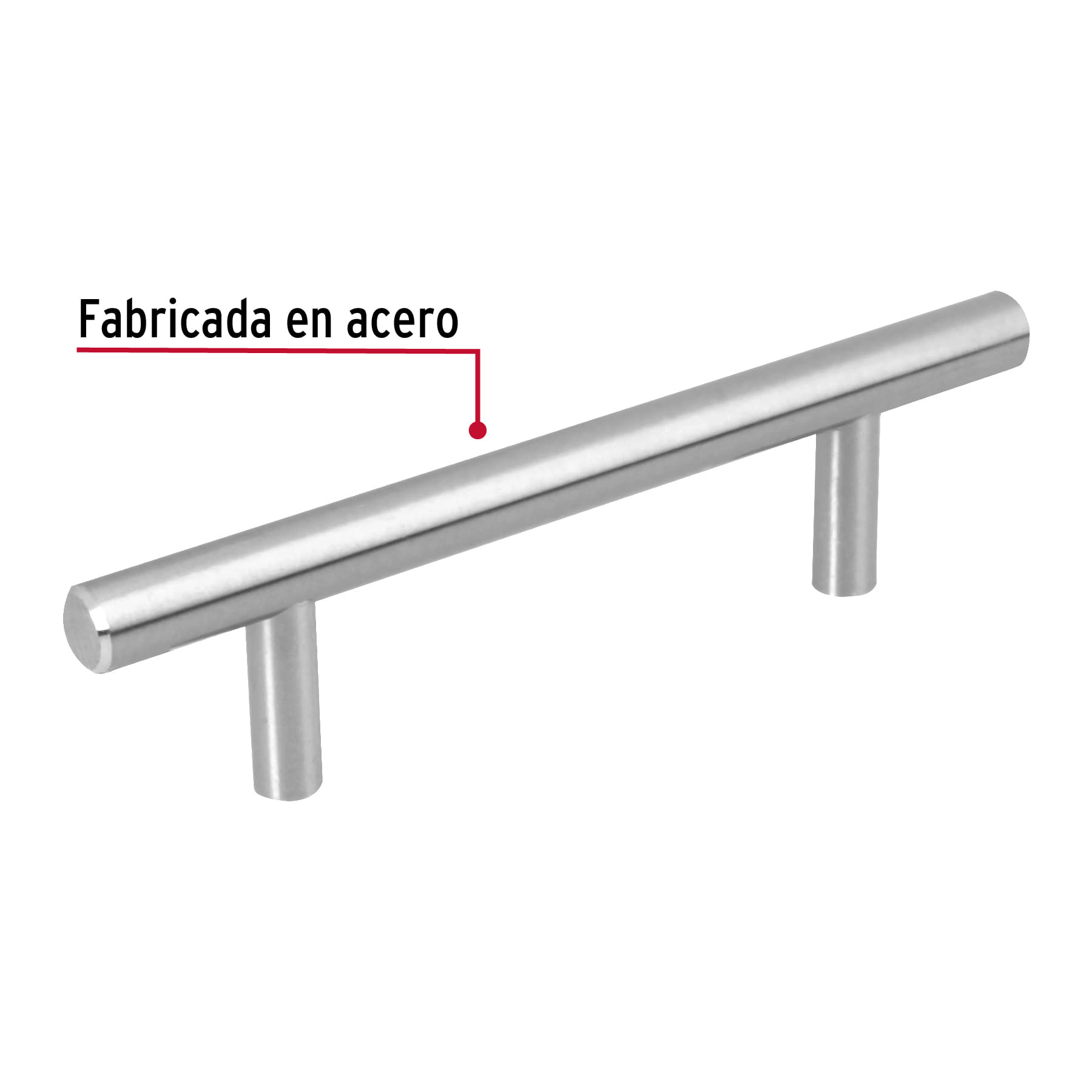 Tiradera cilíndrica de 96mm en níquel satinado - HERMEX - Kywi