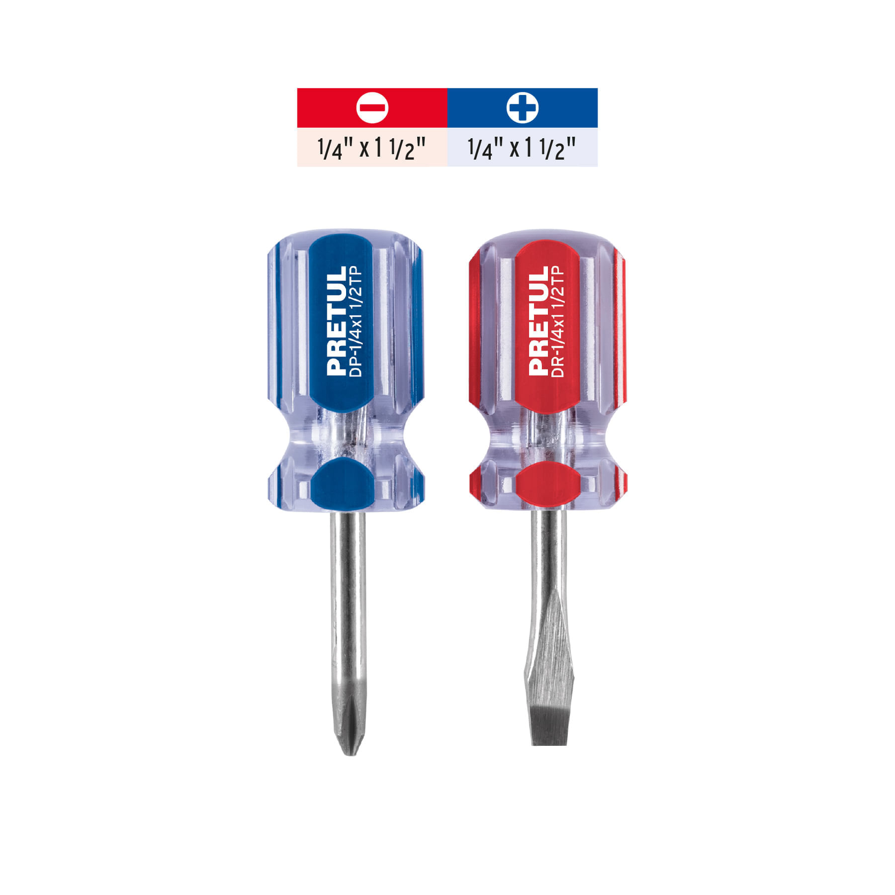 Juego de 2 desarmadores mini de 1/4" x 1 1/2" - PRETUL - Kywi