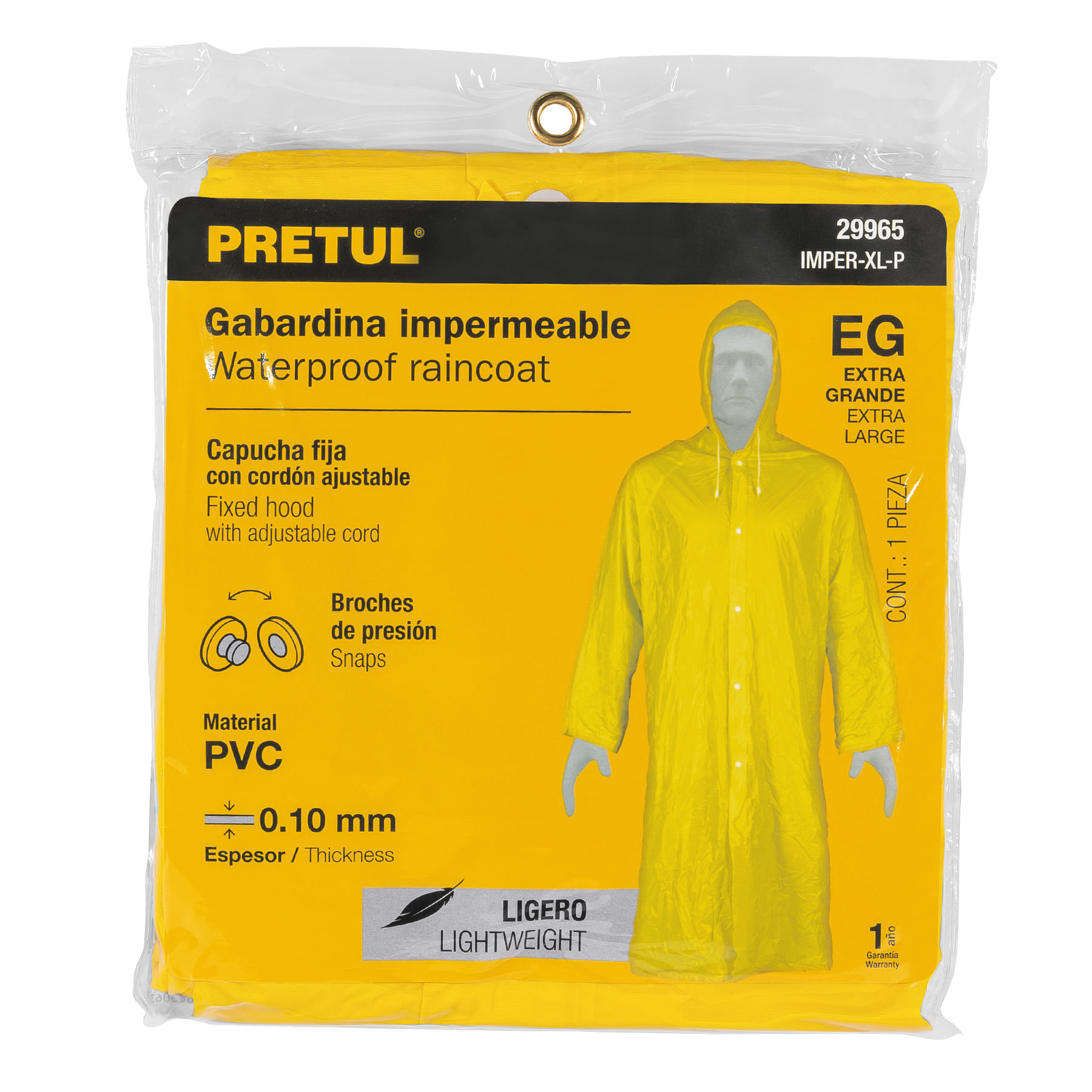 Abrigo impermeable ligero de PVC, Talla Extra Grande (XG) con un ...