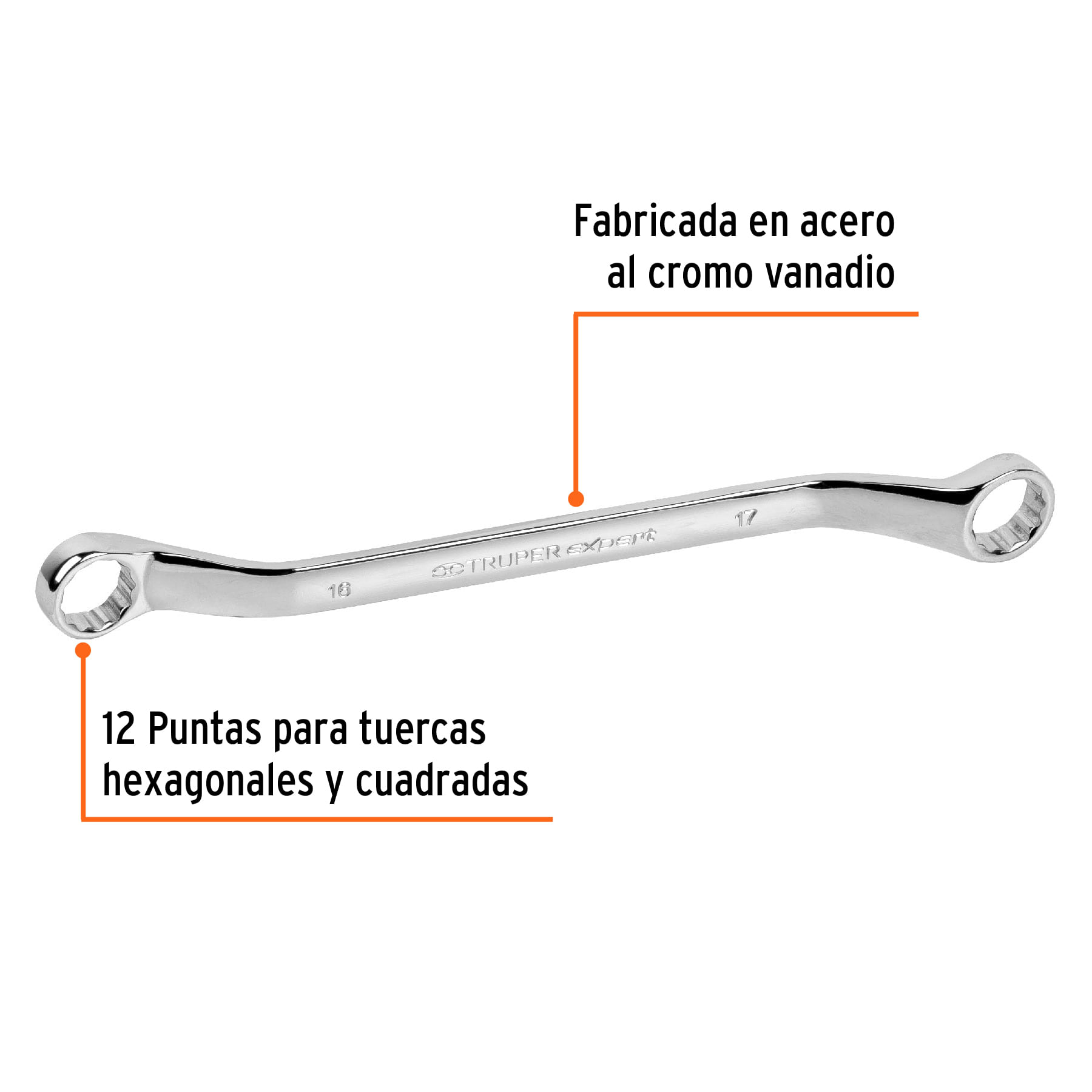 Llave doble corona de 16 x 17mm. - TRUPER - Kywi