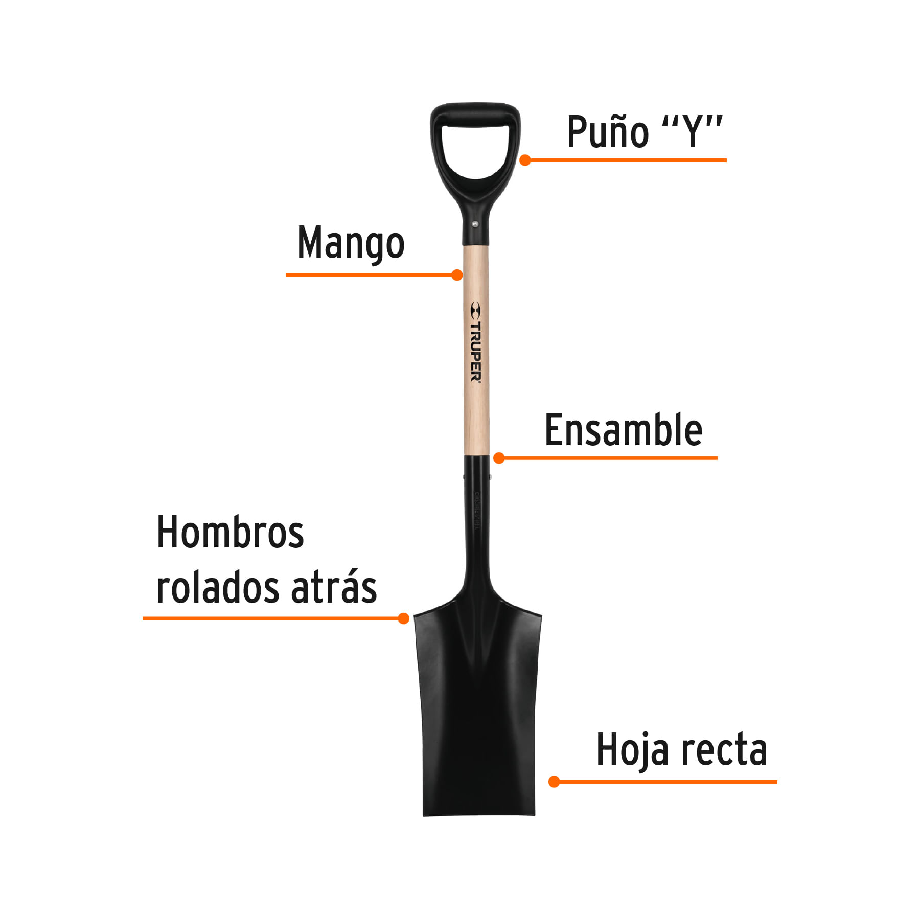 Pala recta de jardinería con mango "Y" - TRUPER - Kywi