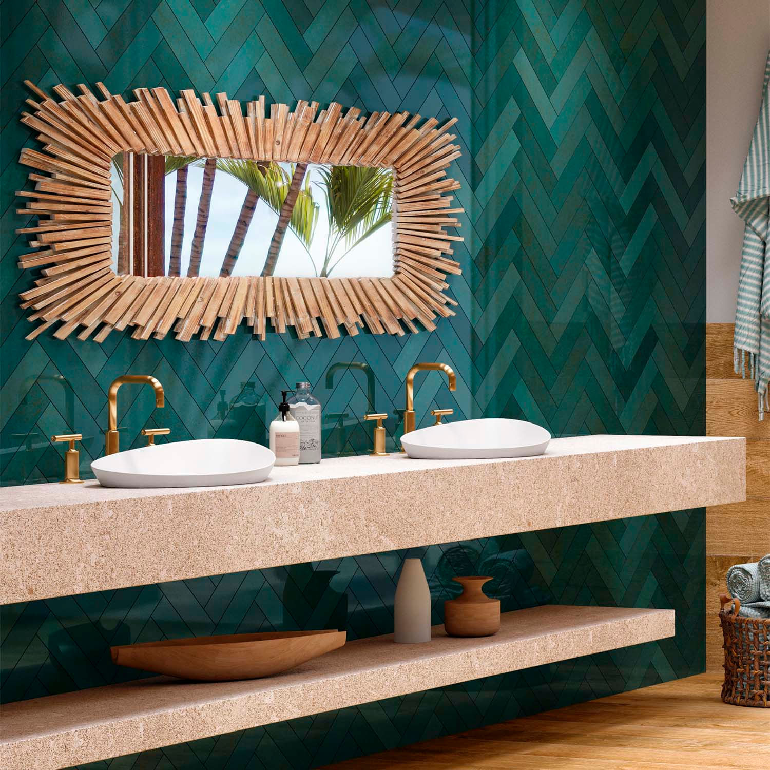 Cenefa Brick Aqua 7x29 tipo ladrillo para backsplash de cocina C/U ...