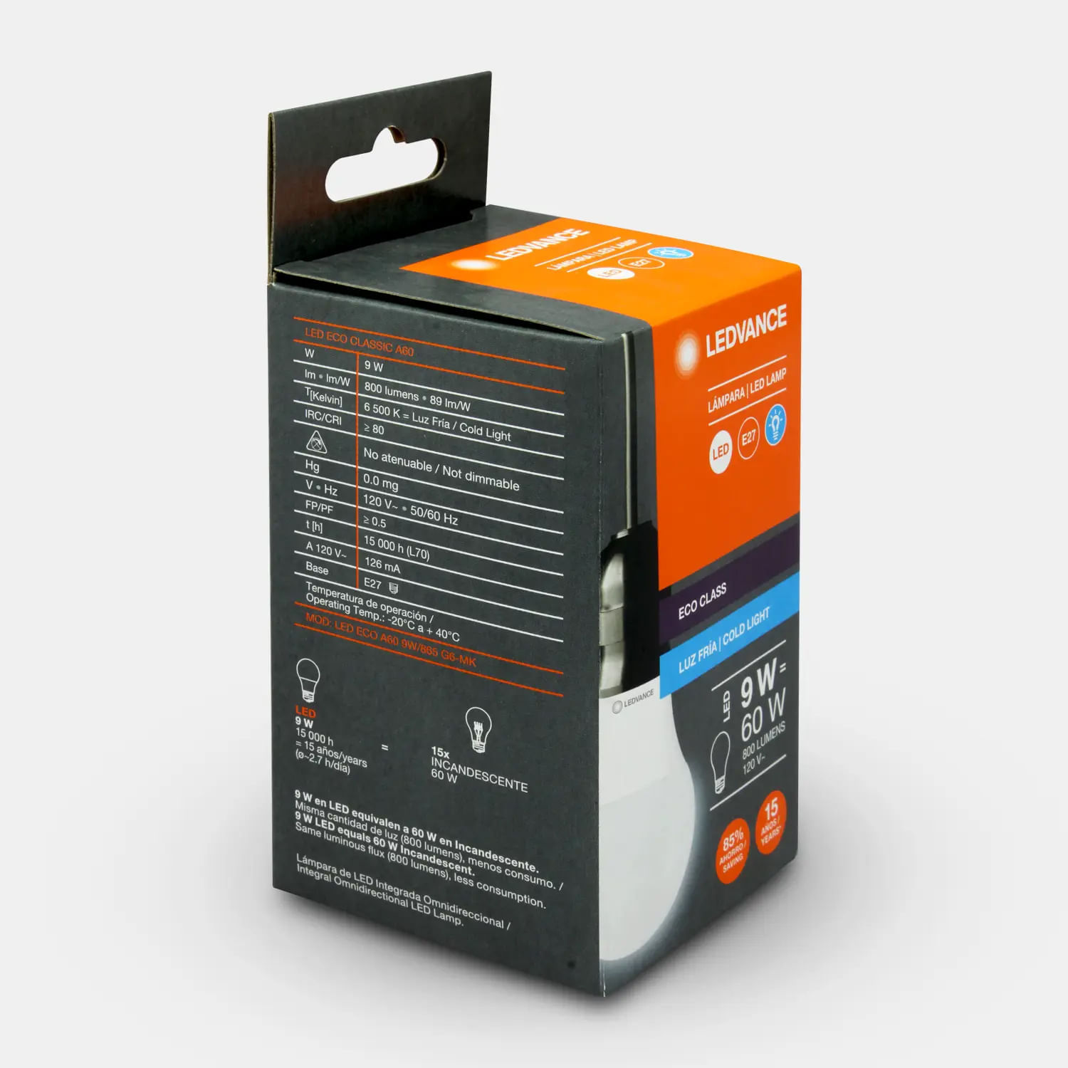 Foco LED con base E27. CARACTERÍSTICAS: 9W, Luz blanca de día, 800 ...