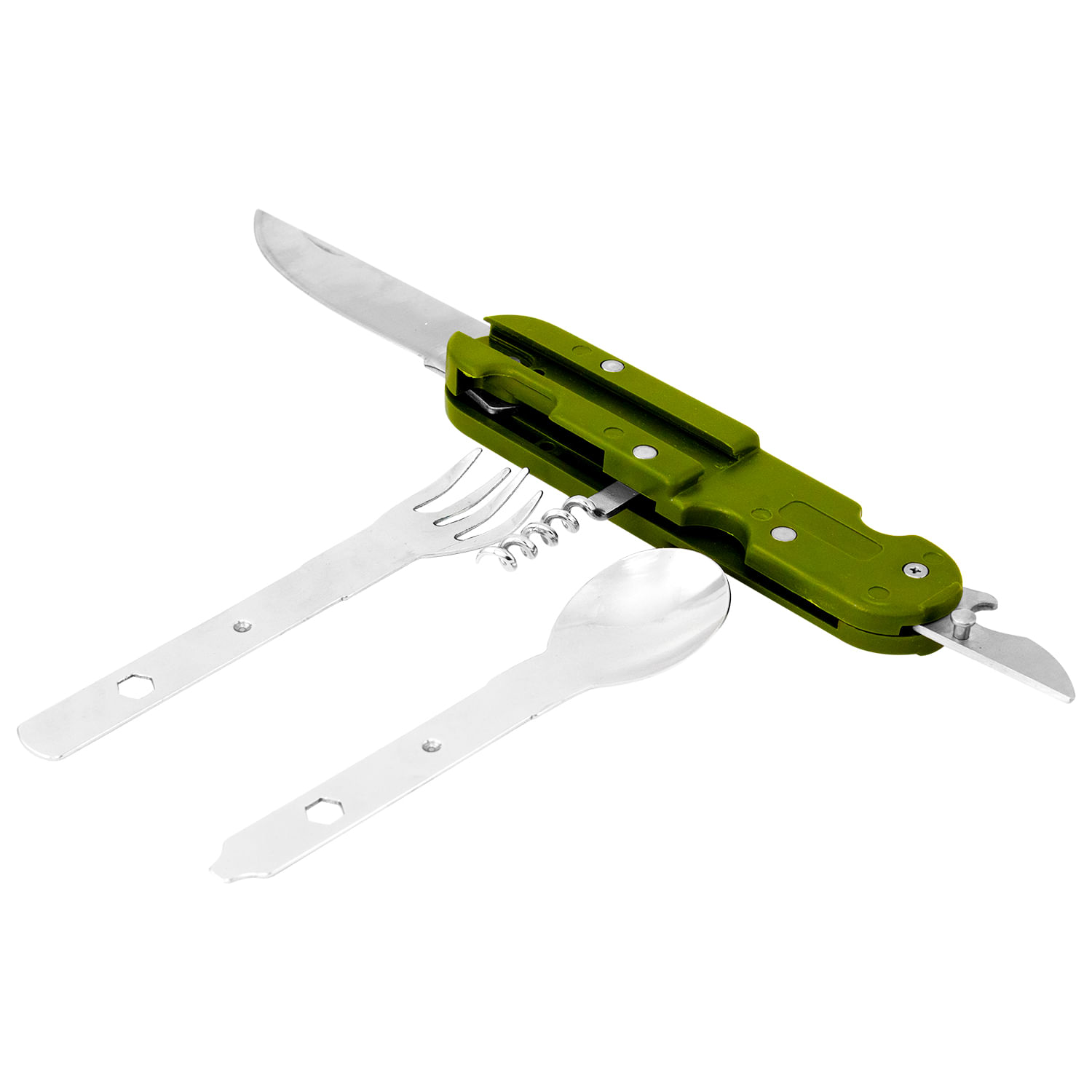 Juego de cubiertos metálicos para camping en kit tipo navaja. - KOLE - Kywi