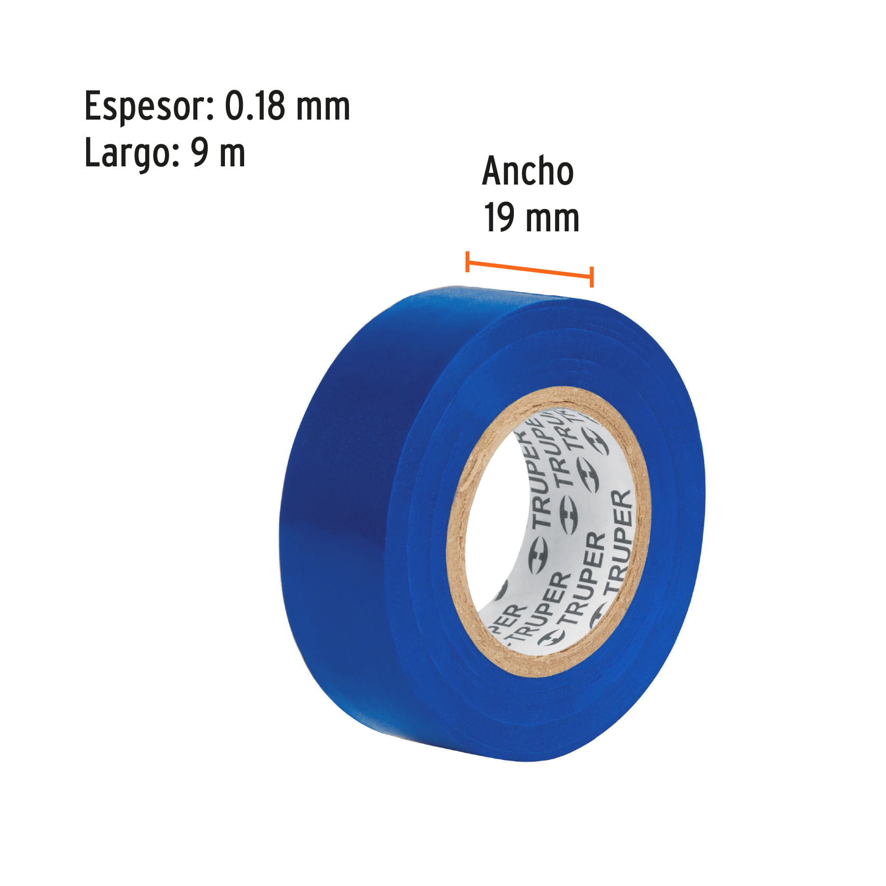 Taipe eléctrico de 9m x 19mm, azul. - TRUPER - Kywi