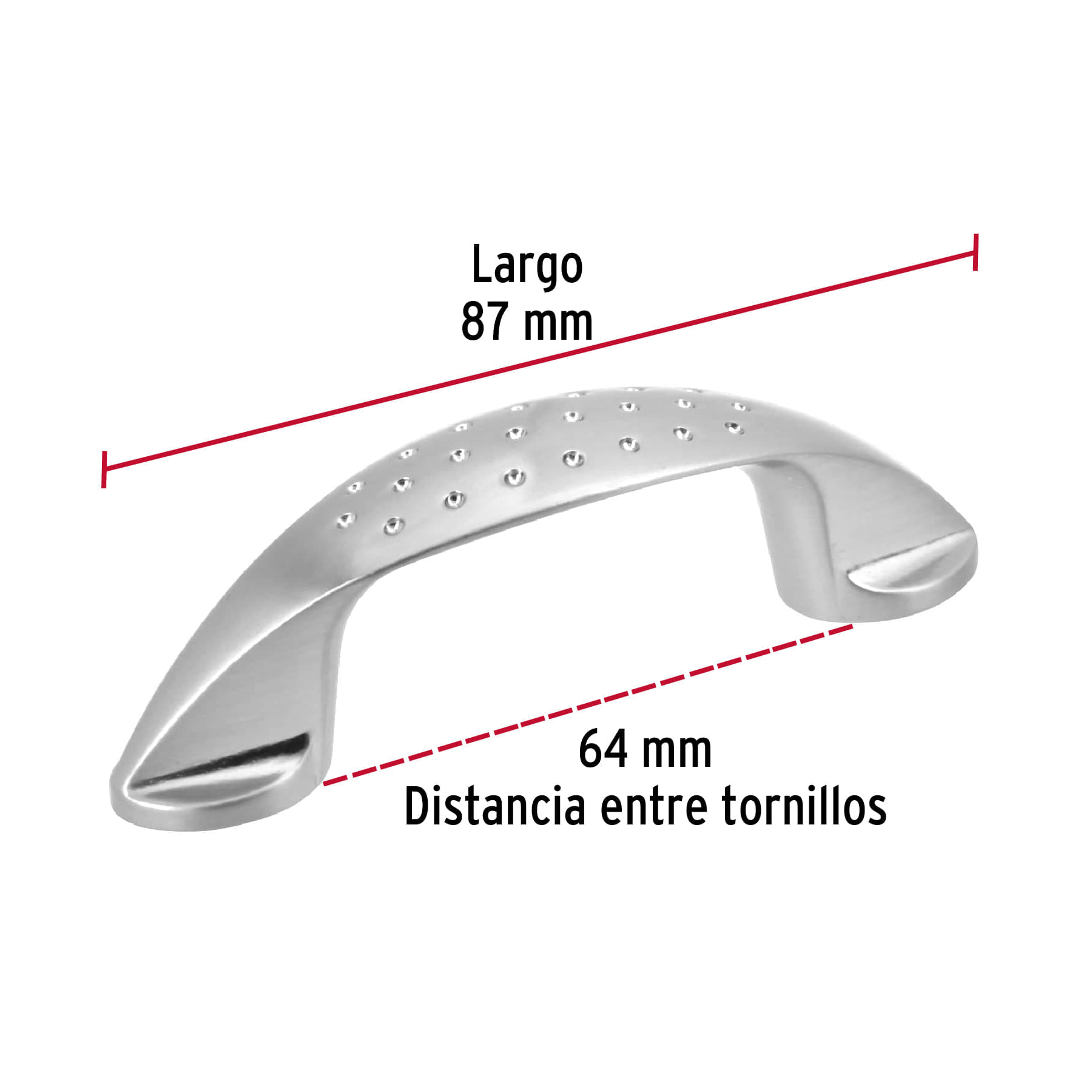 Tiradera satinada de 64mm tipo "Elipse" - HERMEX - Kywi