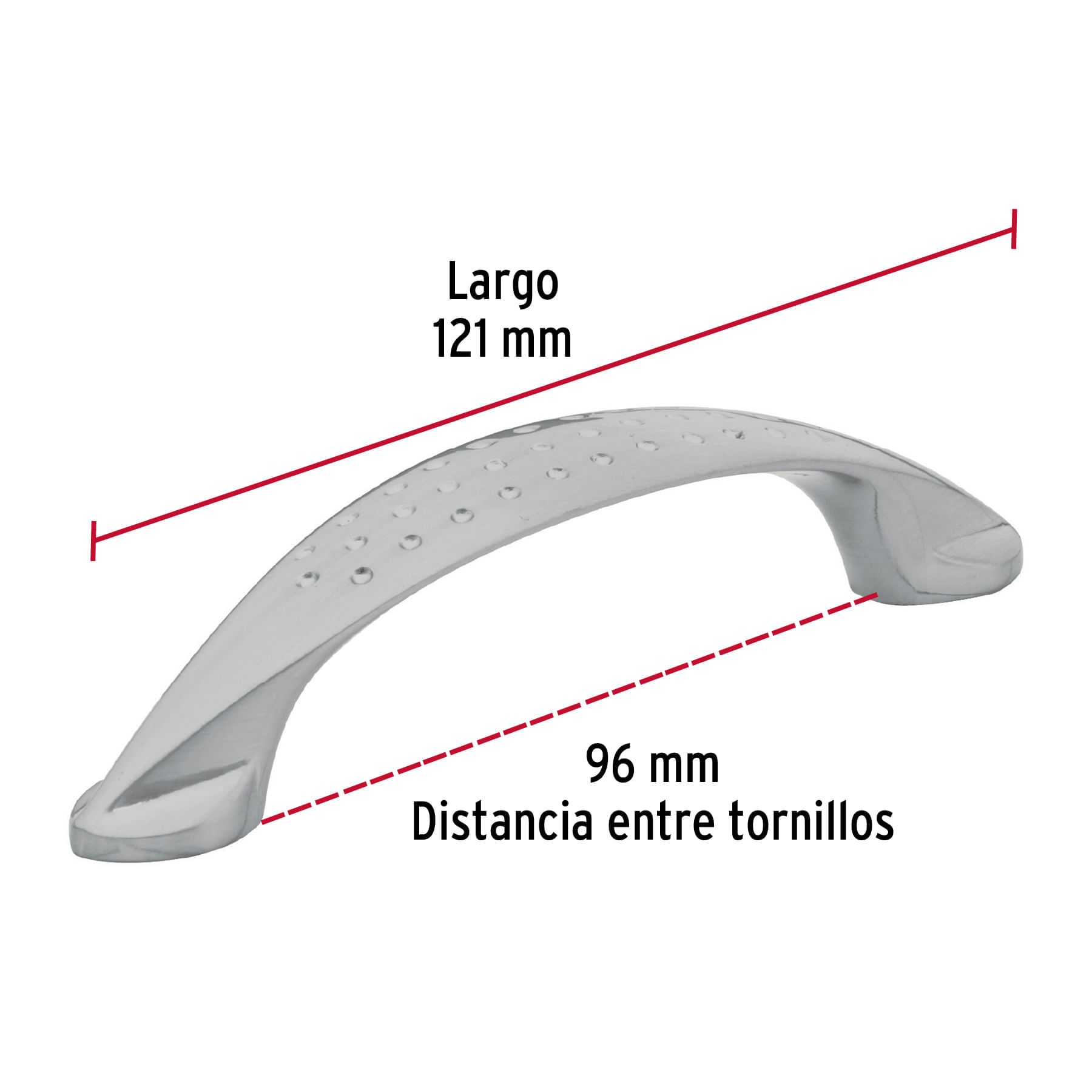 Tiradera satinada de 96mm tipo "Elipse" - HERMEX