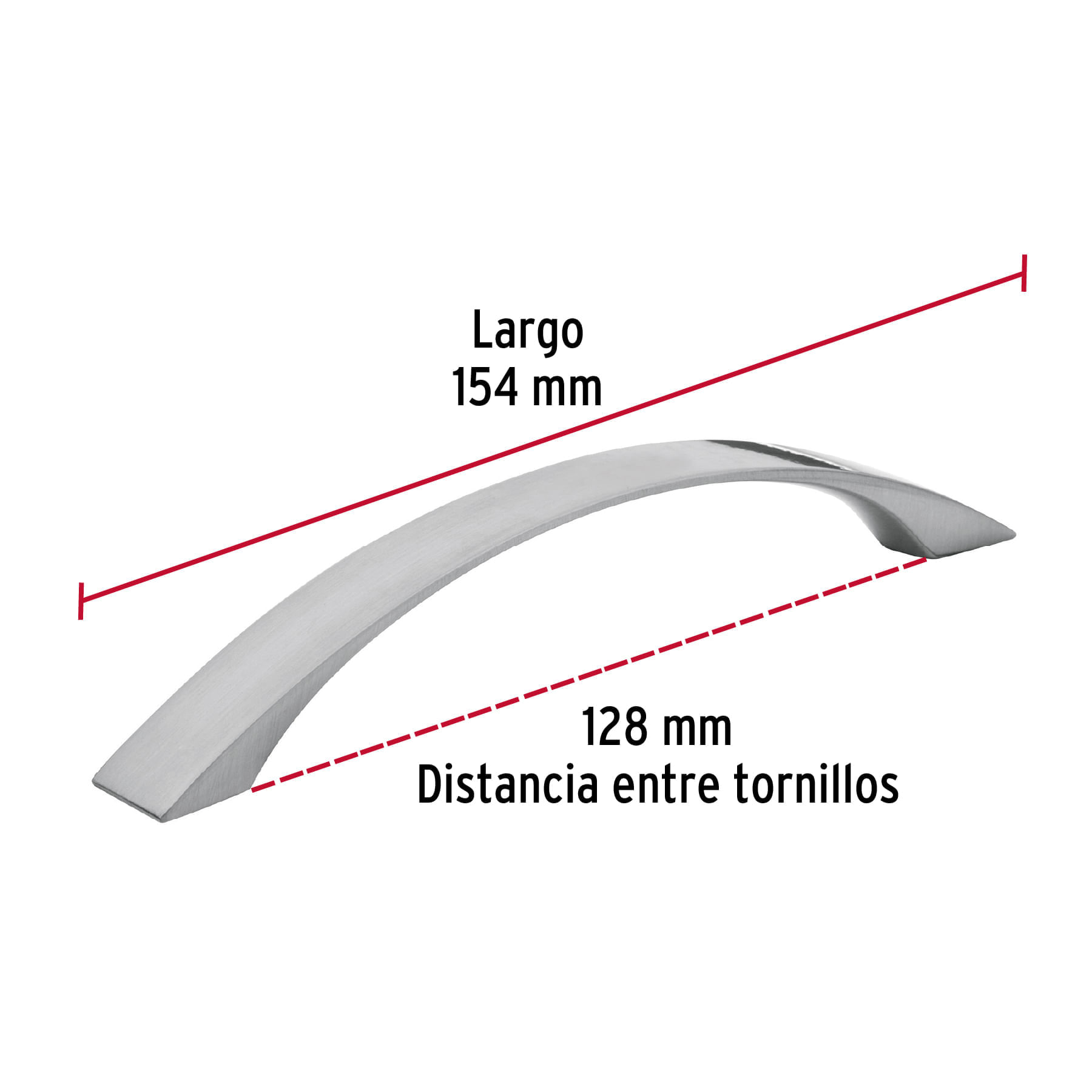 Tiradera satinada de 128mm tipo "Moderno" - HERMEX - Kywi