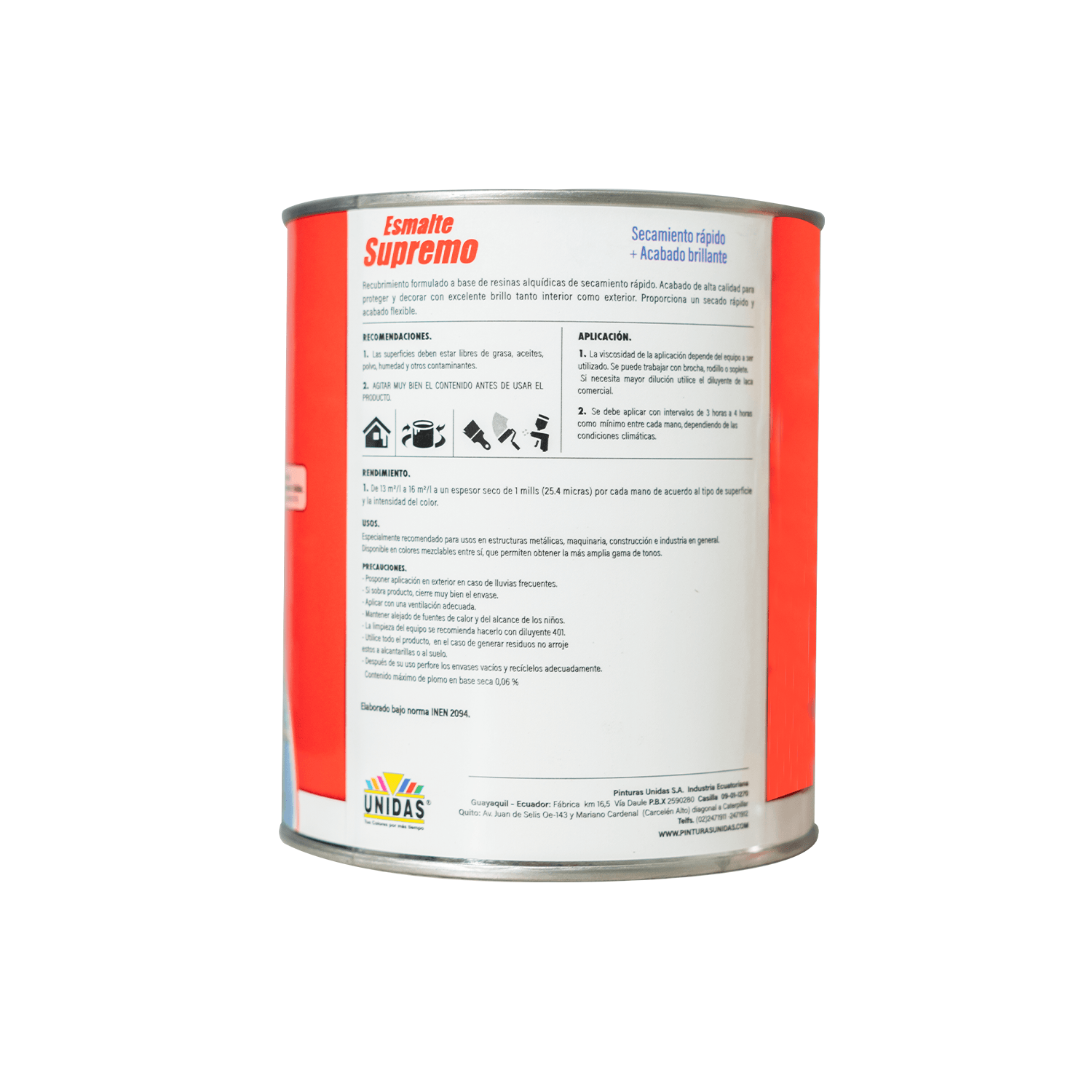 Pintura esmalte SUPREMO base aceite Gris Claro 1lt. - PINTURAS UNIDAS - Kywi