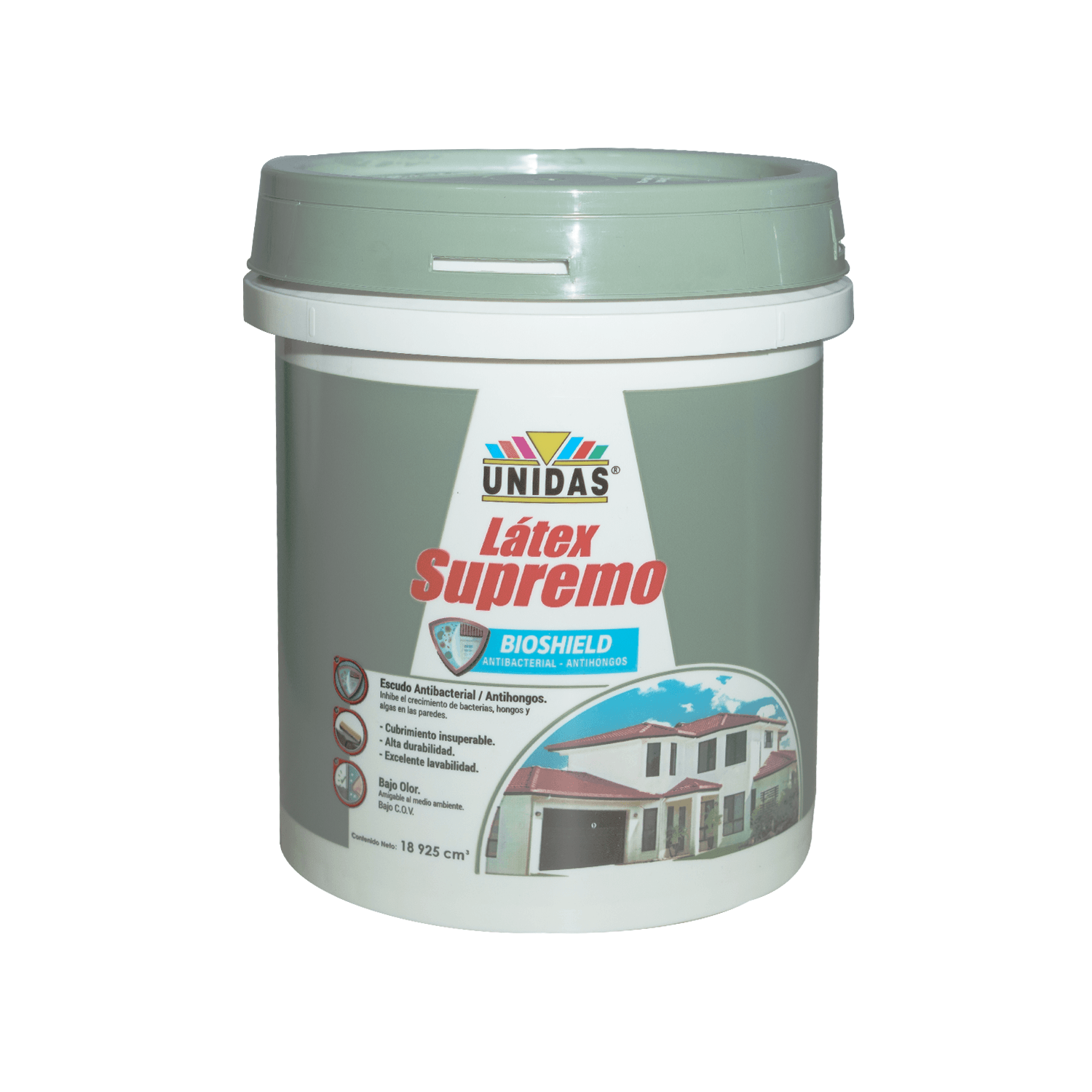 Pintura látex SUPREMO Arena con tecnología Bioshield 99 % antibacterial ...