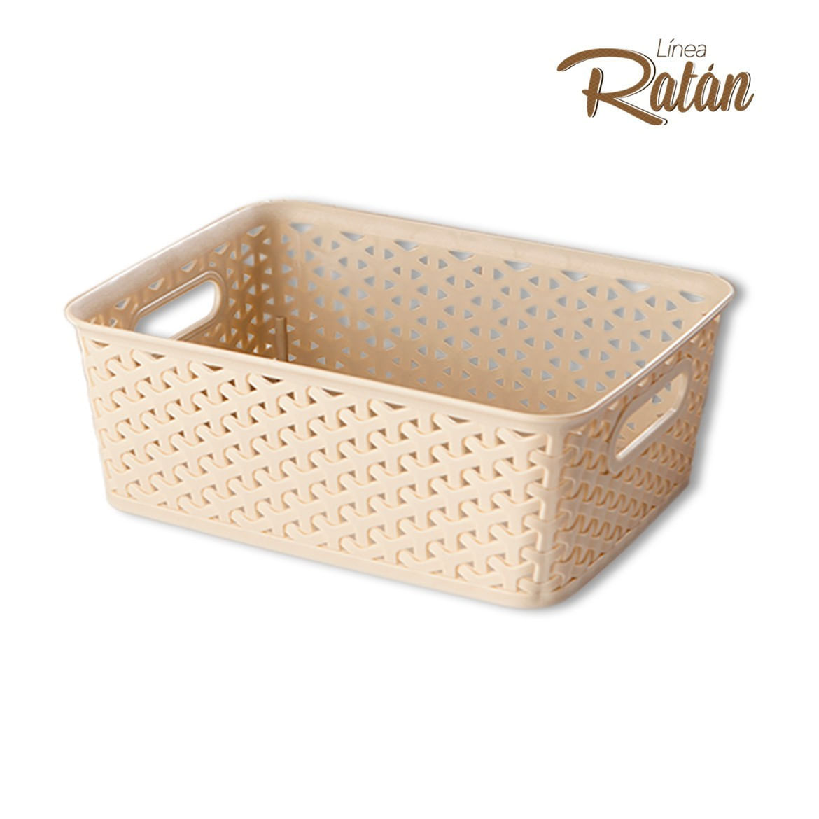 Canastilla Ratan N° 3 beige. - CASA PICA