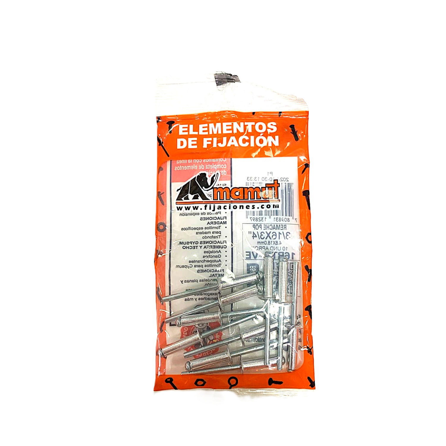 Remache pop de 3/16" x 3/4". Pack x 10 unidades. - DISMAC - Kywi