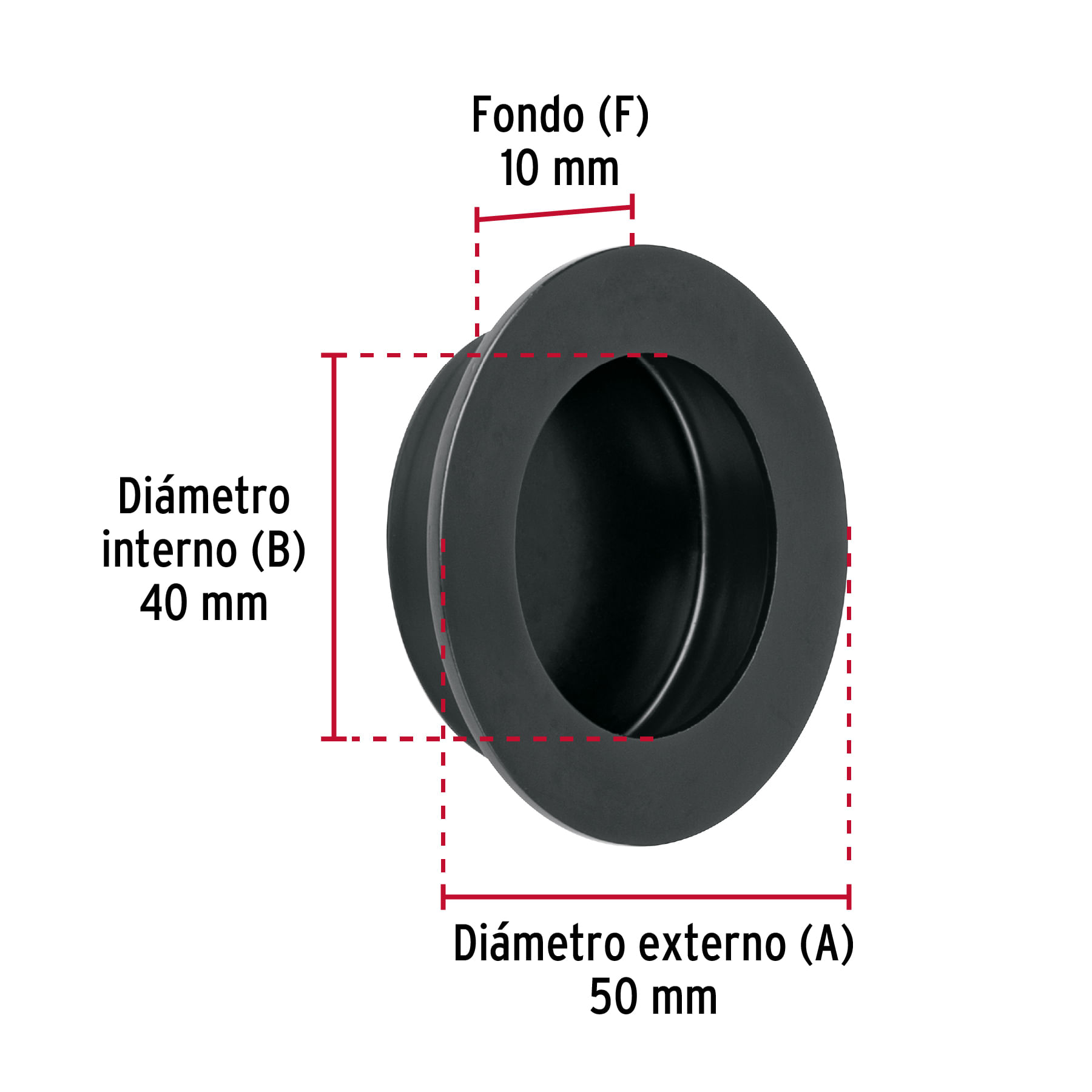 Tiradera de embutir redonda de 5 cm hecha a base de acero inoxidable de ...