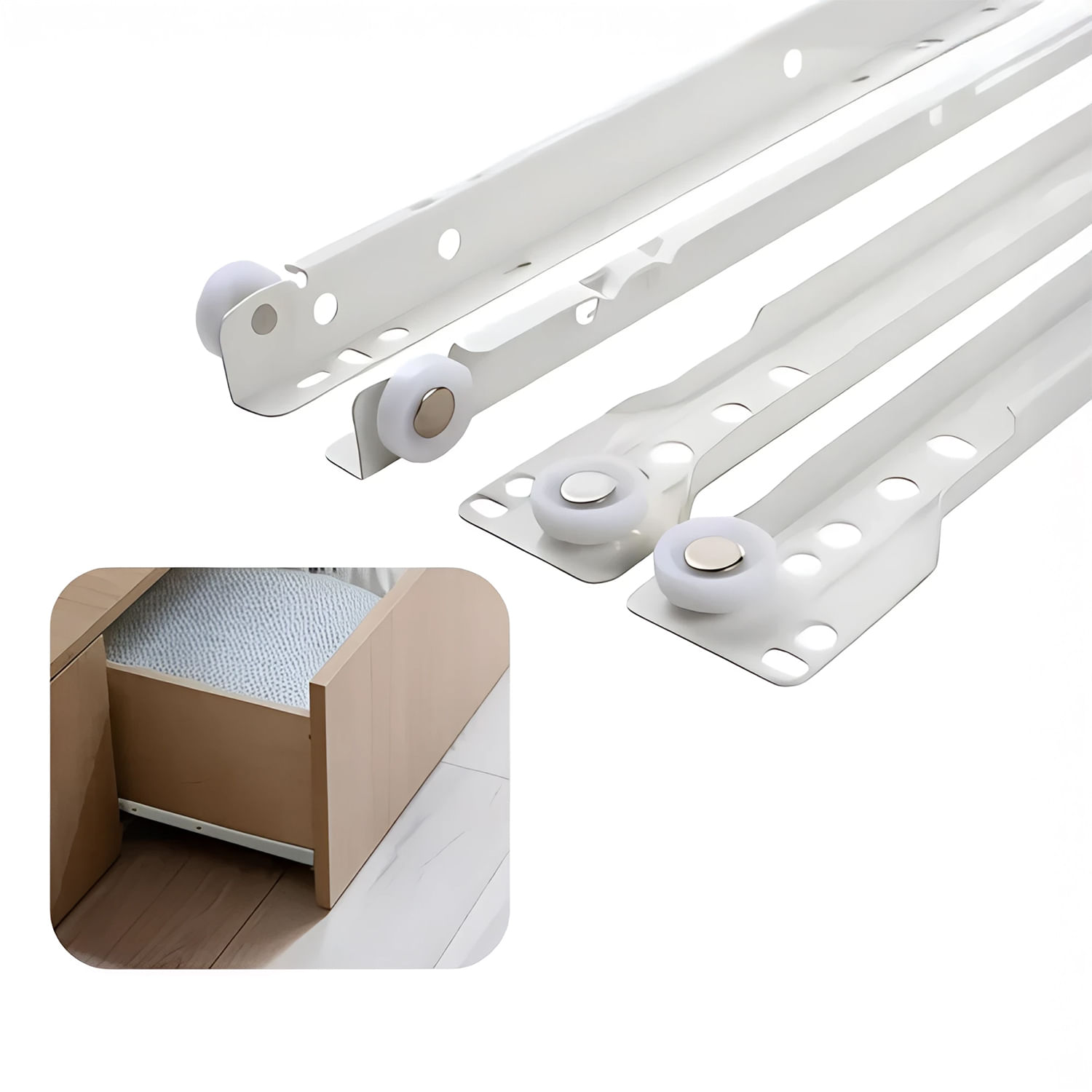 Riel metálica de 55 cm x 0,8 mm color blanco para cajones Pack x 2 ...