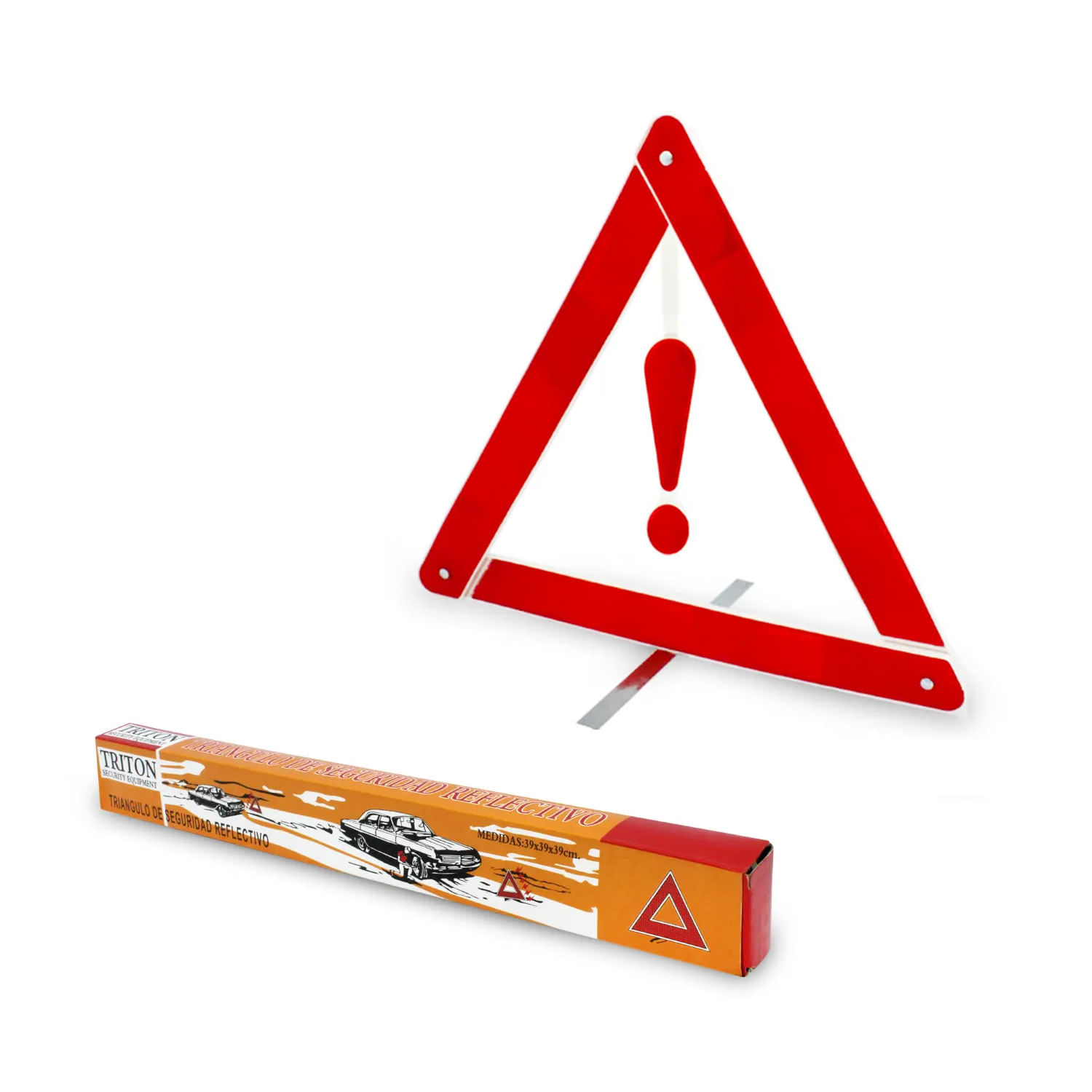 Triángulo de seguridad reflectivo rojo de 39 x 39 cm plástico ...