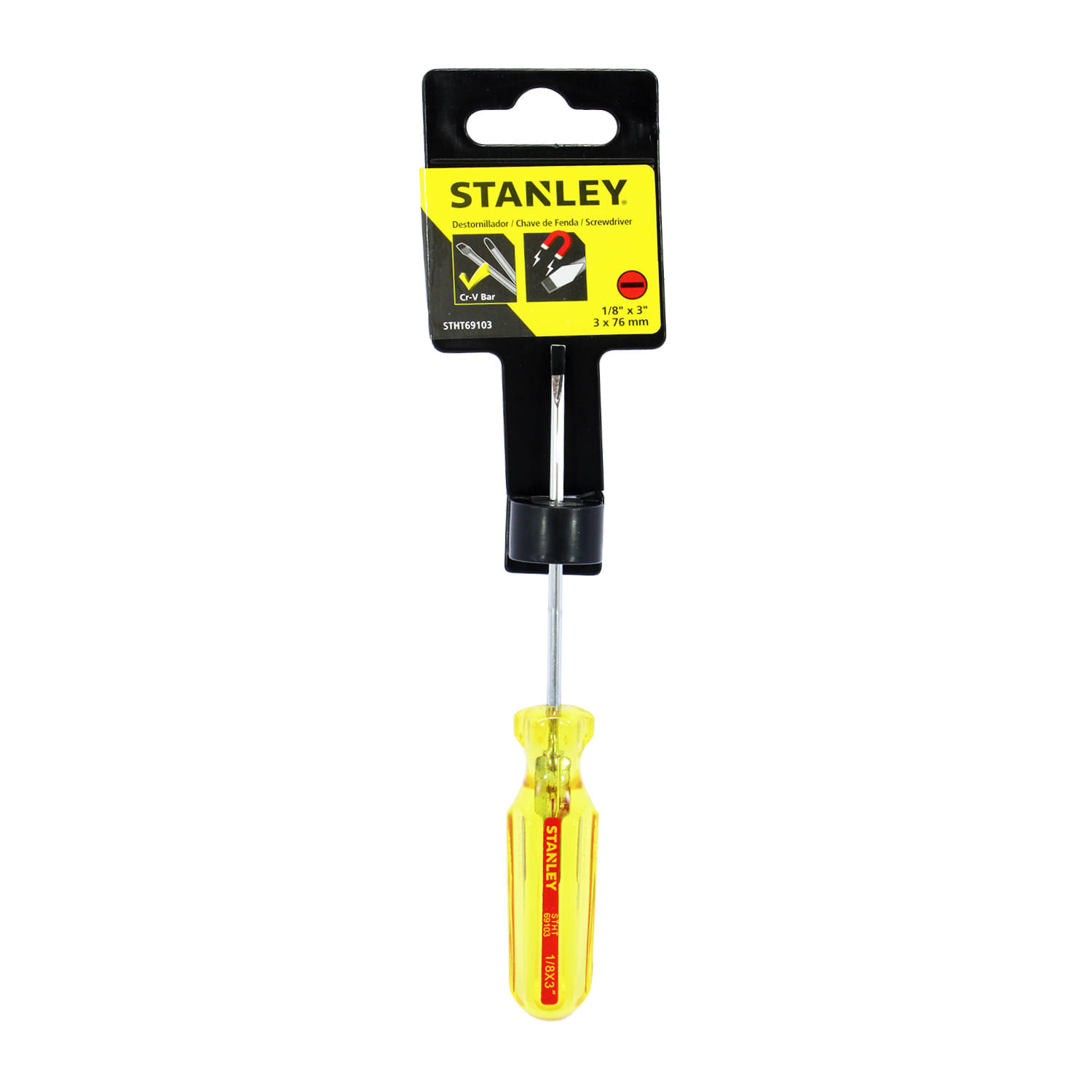 Desarmador PLANO punta 1/8" x 3" magnética (3 mm x 76 mm). - STANLEY - Kywi