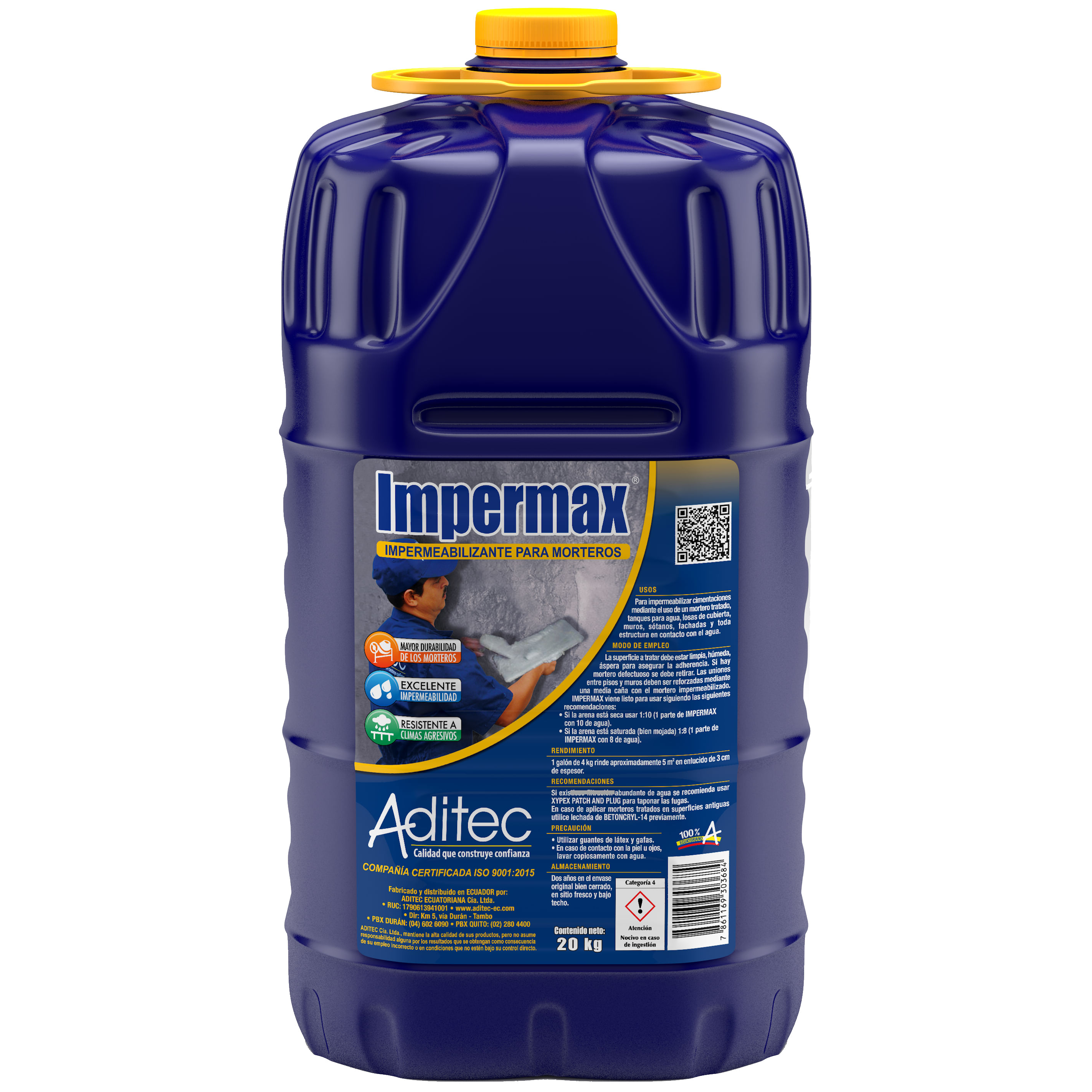 Impermeabilizante mortero IMPERMAX para mejorar la cohesión y trabajabilidad de los morteros 20 ...