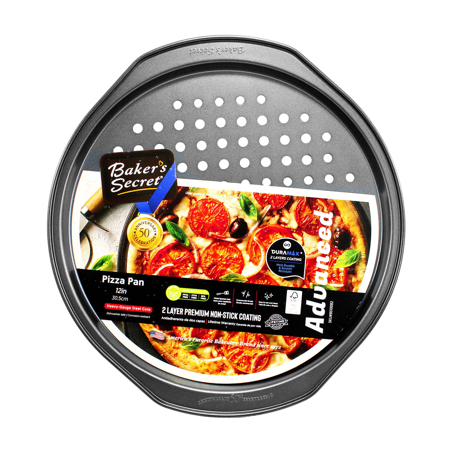 Molde para pizza redondo perforado de 30,5 cm de diametro. - BAKER'S ...