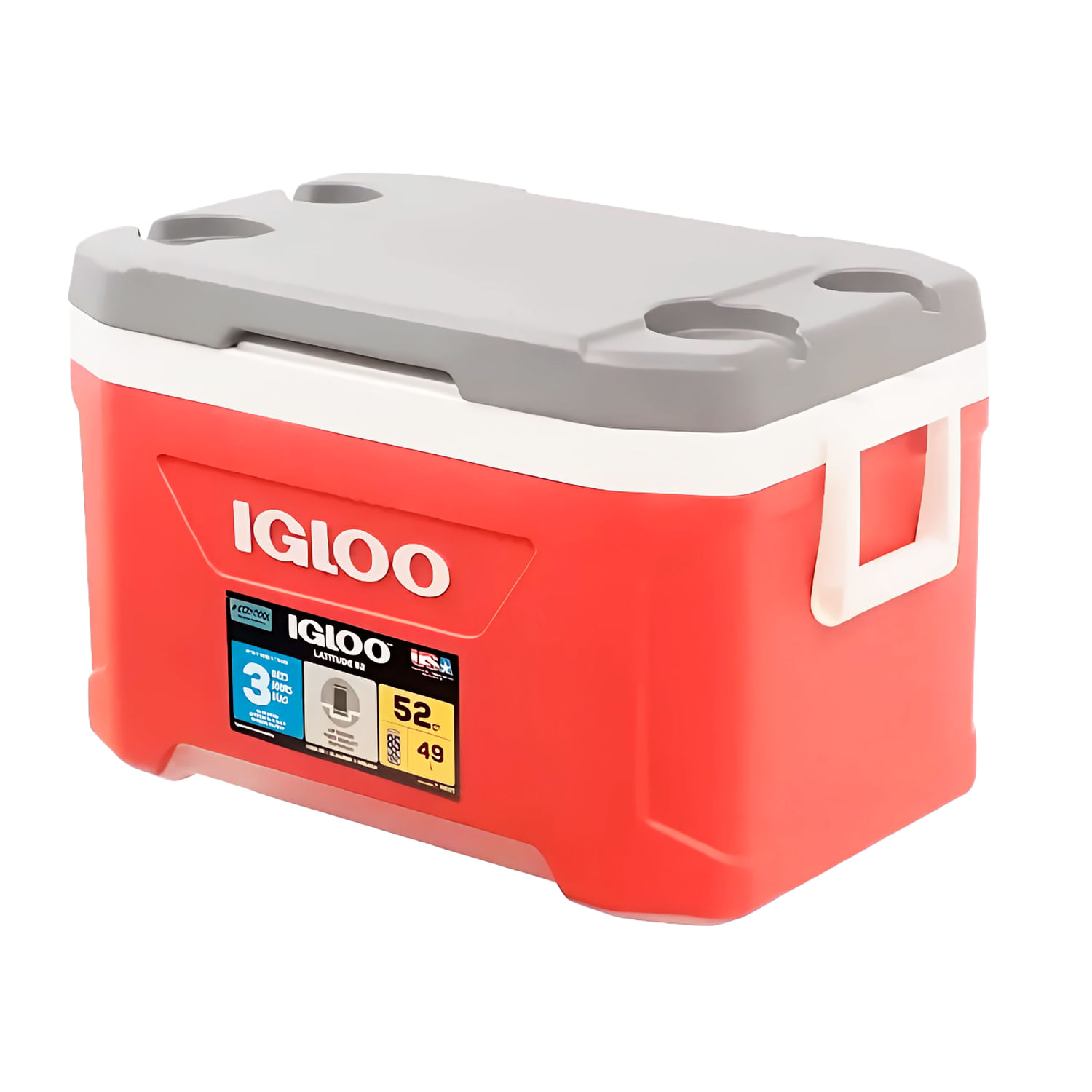 Cooler con capacidad de 49 litros, muticolor (rojo, blanco y gris ...