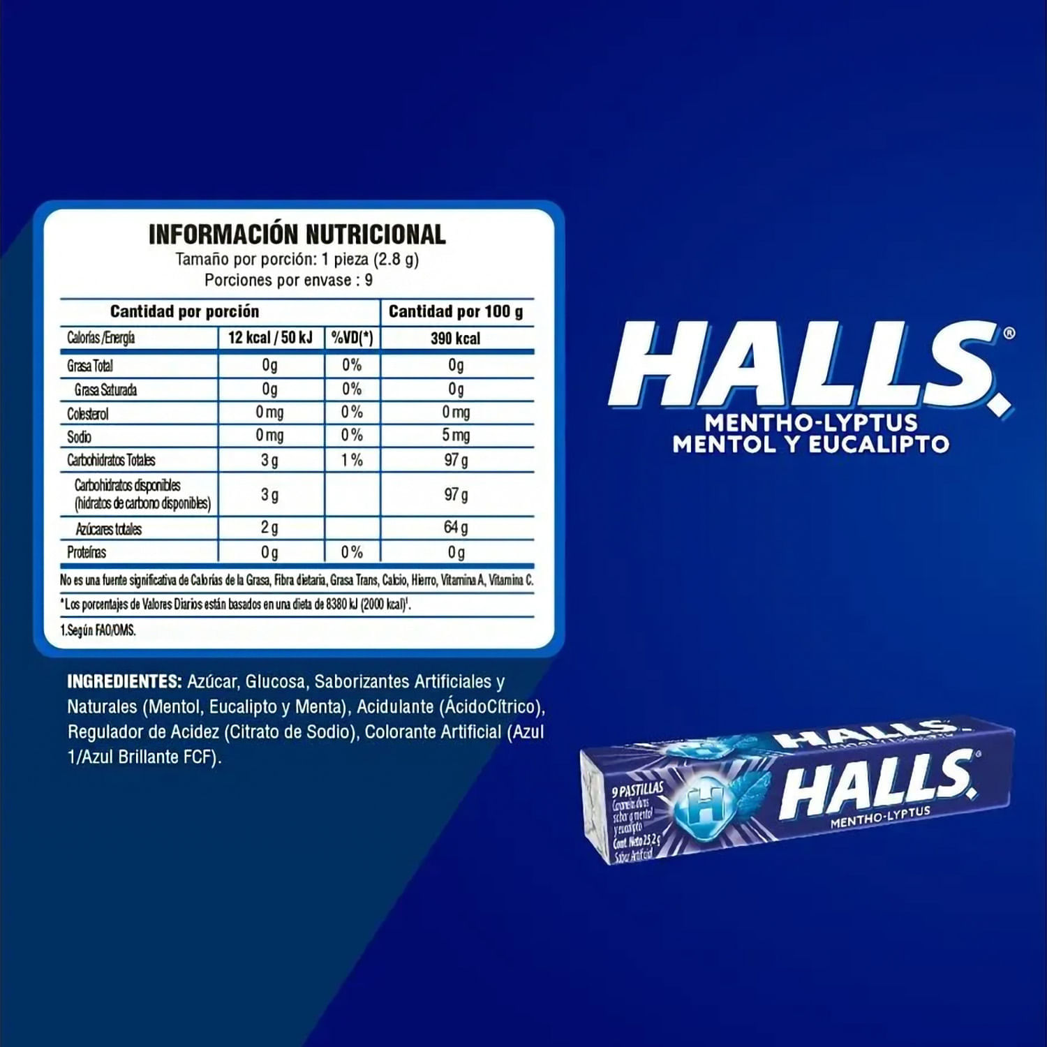 Caramelos con sabor a MENTOL Y EUCALIPTO; Pack x 9 caramelos. - HALLS ...