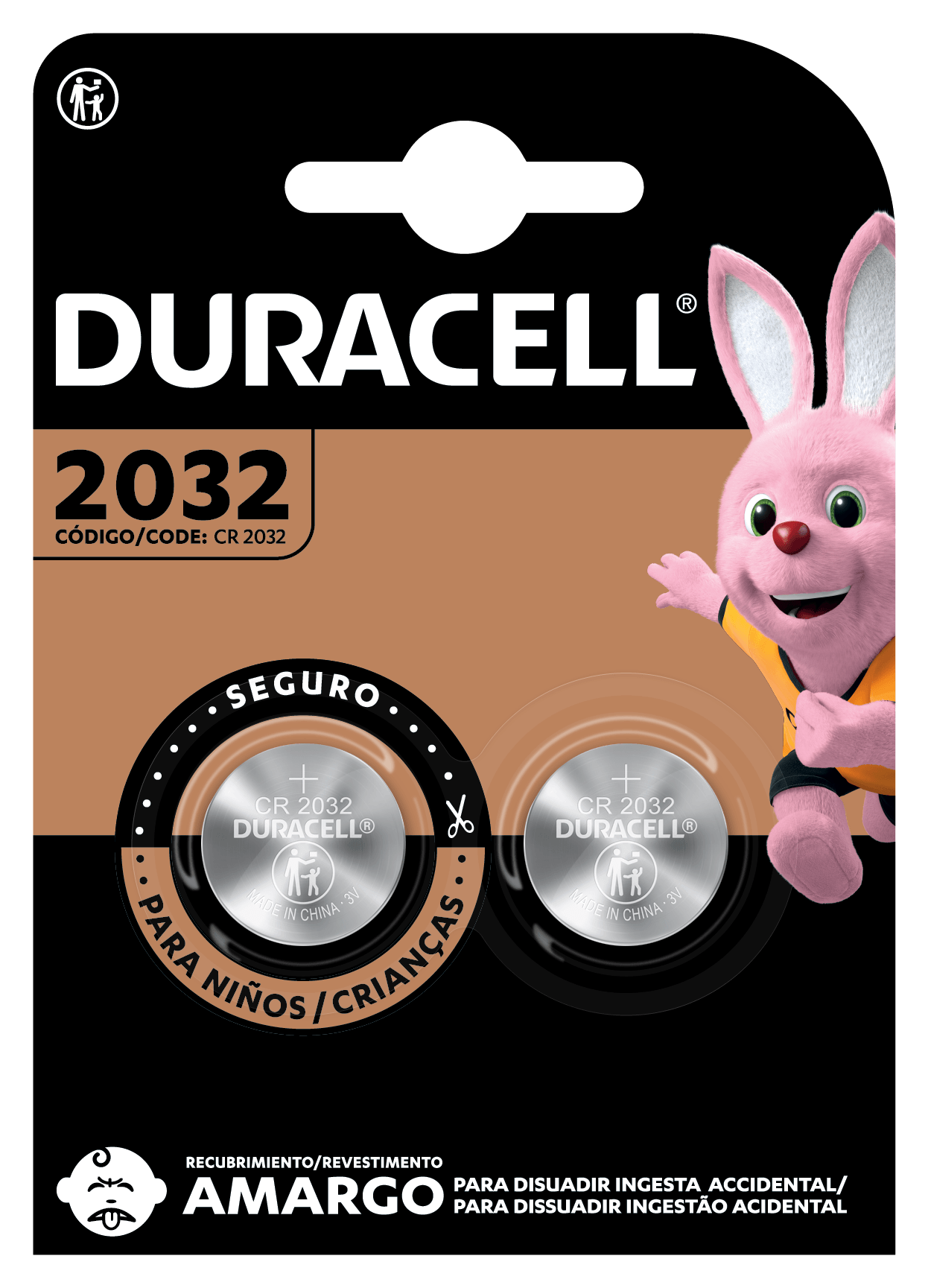 Pila cr2032 tipo botón de 3 voltios. pack x 2 1U - DURACELL - Kywi