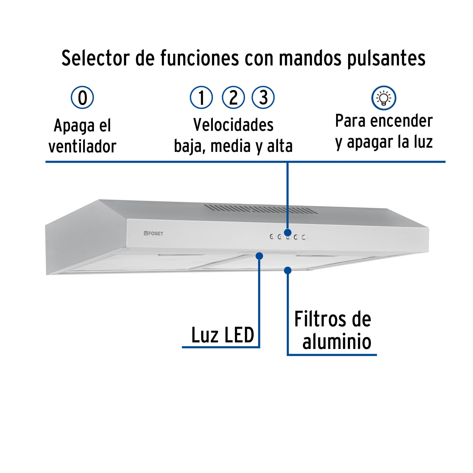 Campana extractora de 60cm plateada - FOSET - Kywi