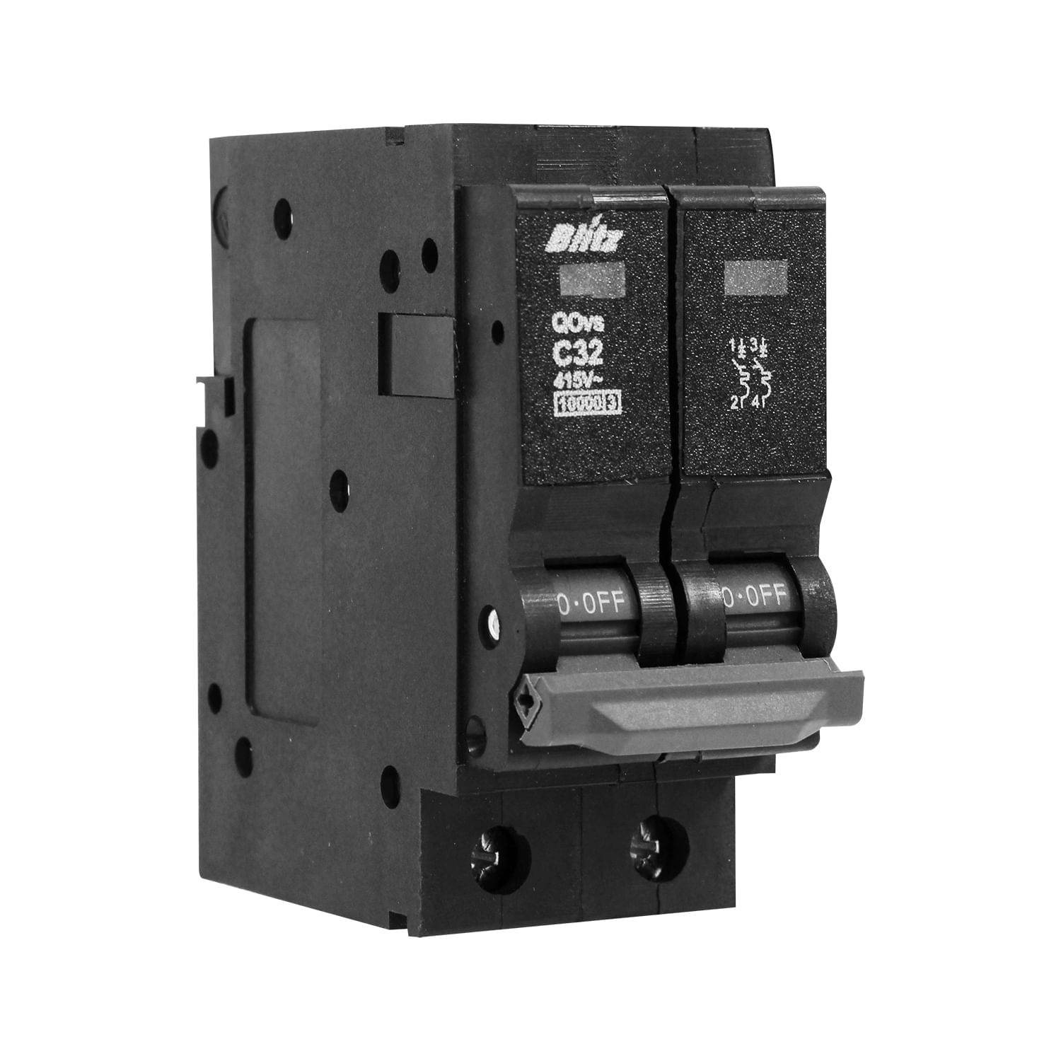 Breaker de 32 Amp hecho de plástico y metal con una palanca y 2 polos ...