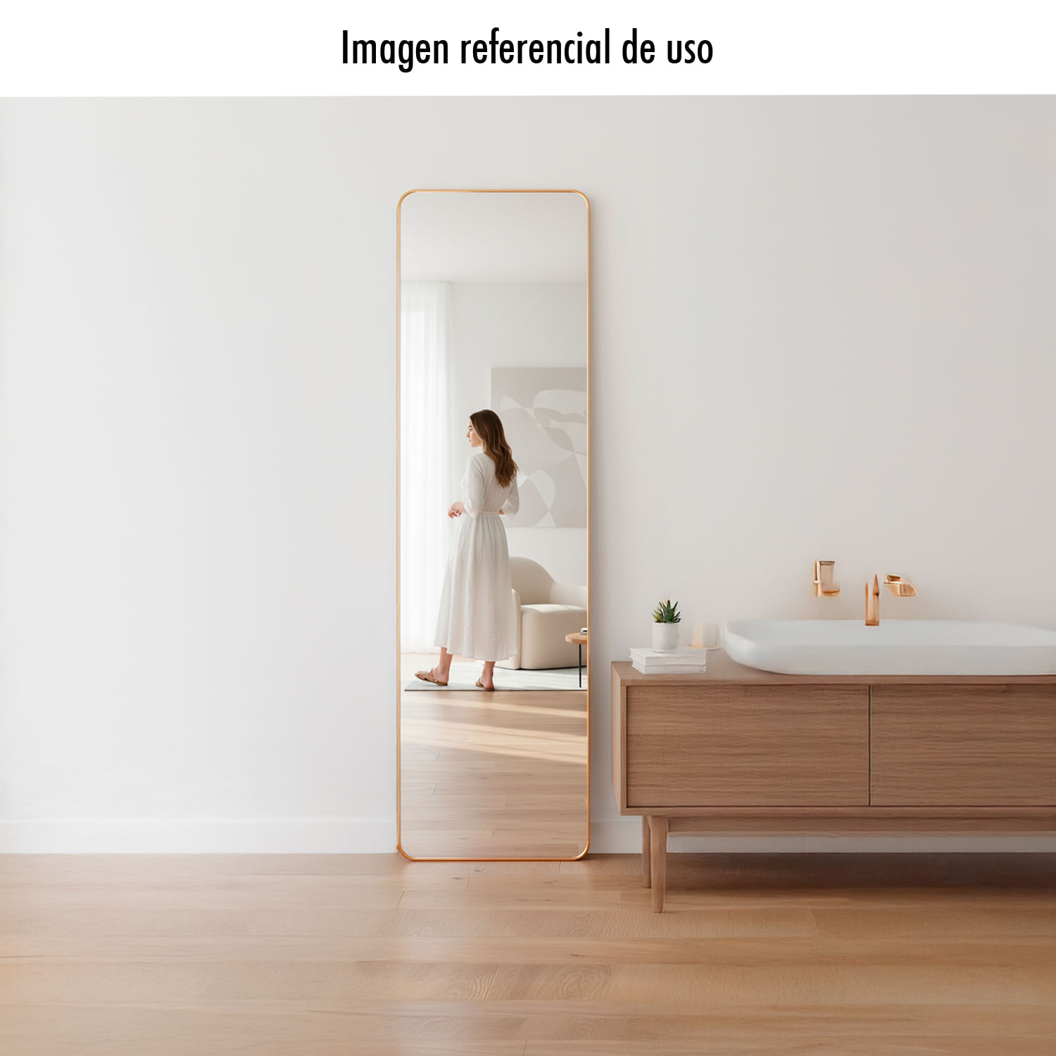 Espejo de piso SILVER color beige rectangular de 42 x 152 . - MAY'S - Kywi