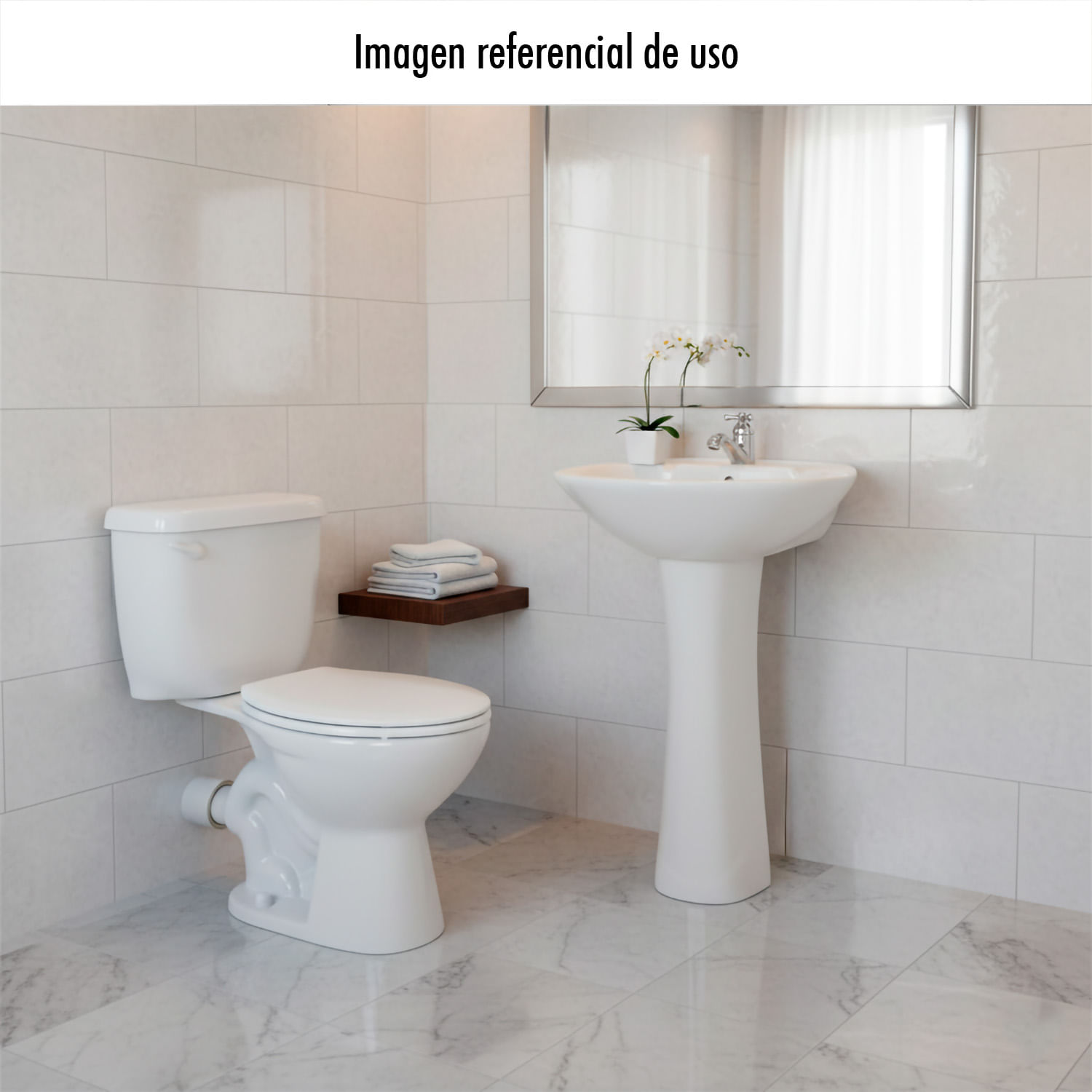 Combo de inodoro CAMPEÓN y lavamanos SHELBY con pedestal + Grifería ...